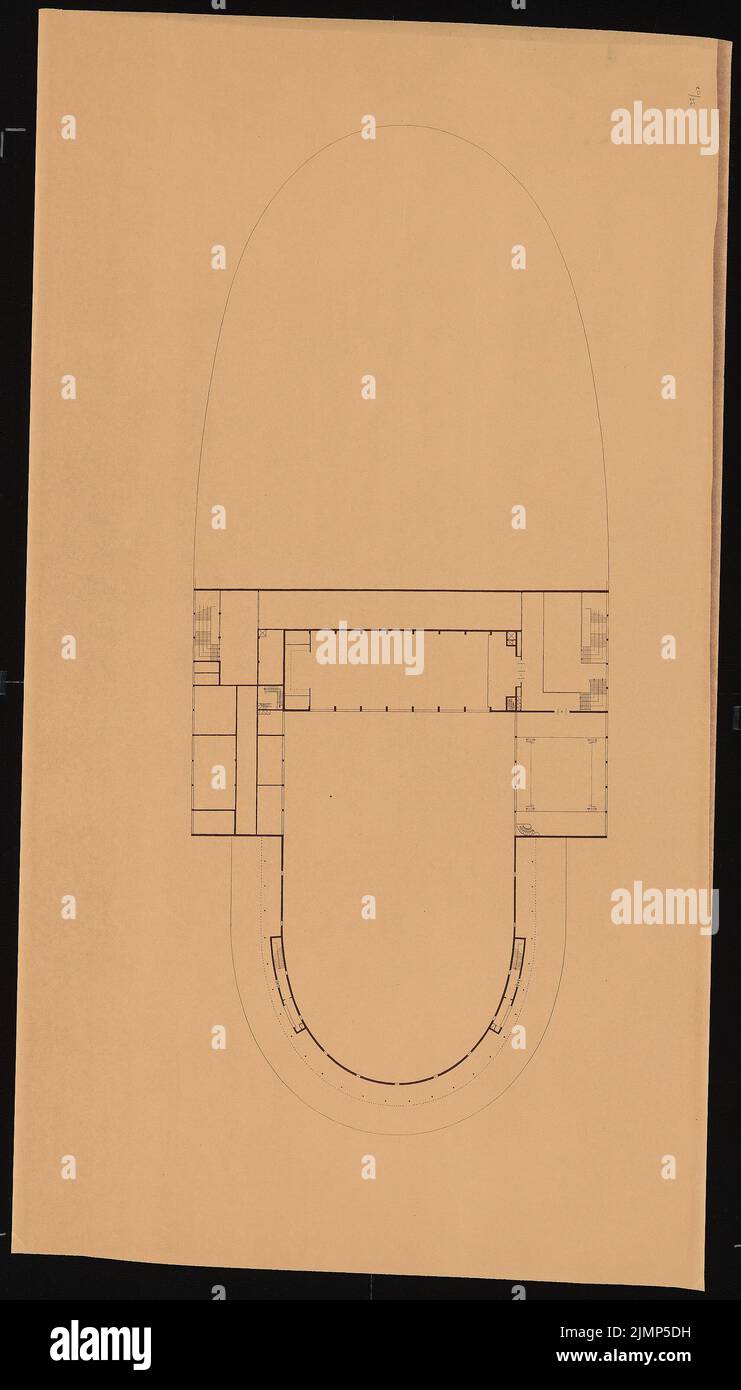 Poelzig Hans (1869-1936), exhibition center, Berlin (1928-1930): floor ...