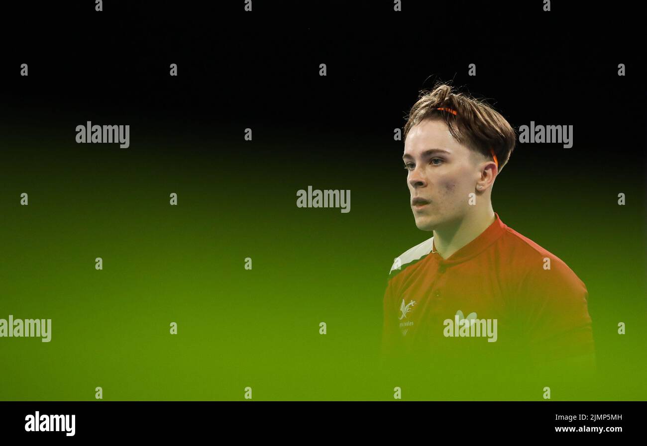 Wales’ Joshua Stacey competes during the Para Table Tennis Men's ...