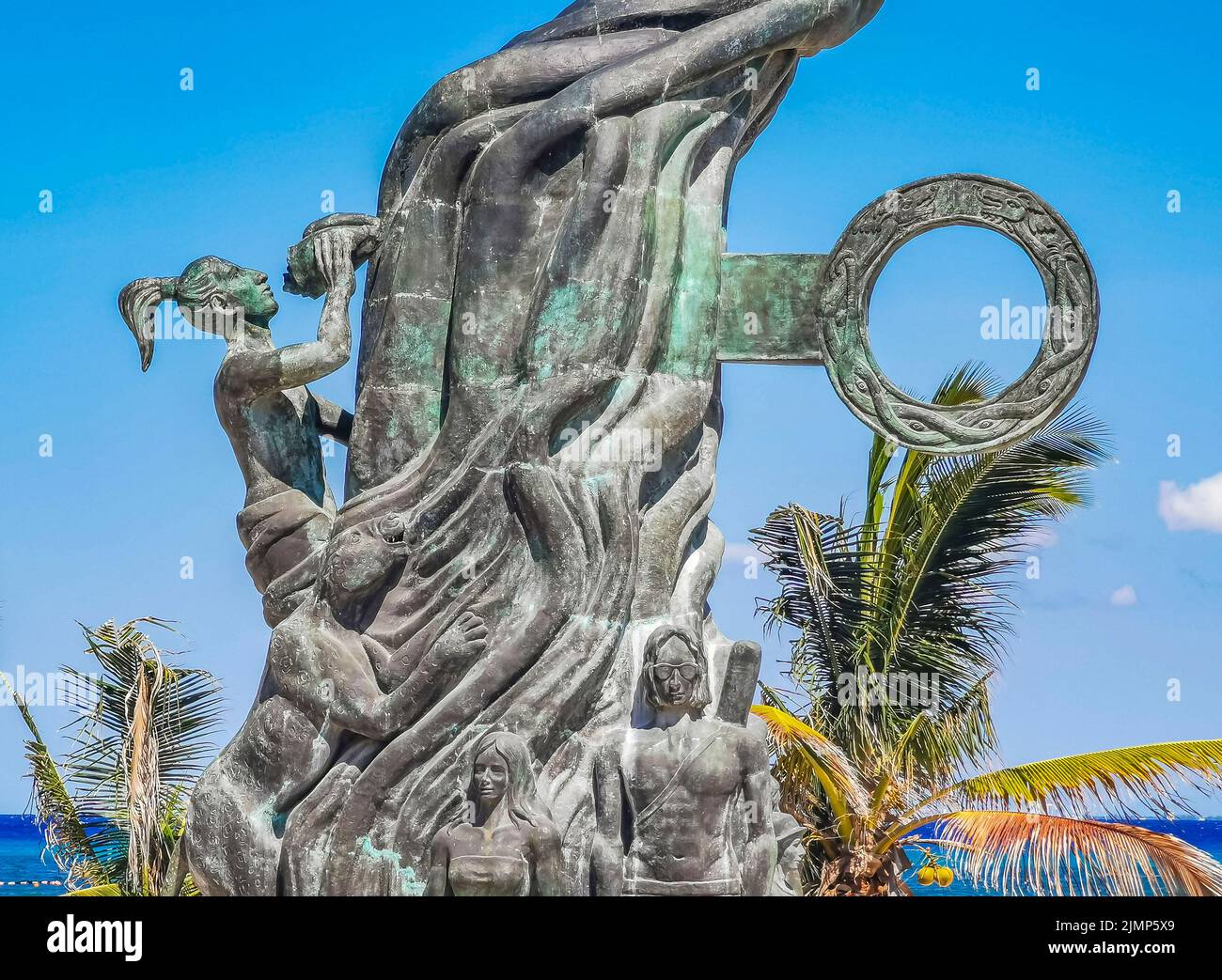 The ancient architecture of the Portal Maya in the Fundadores park with ...