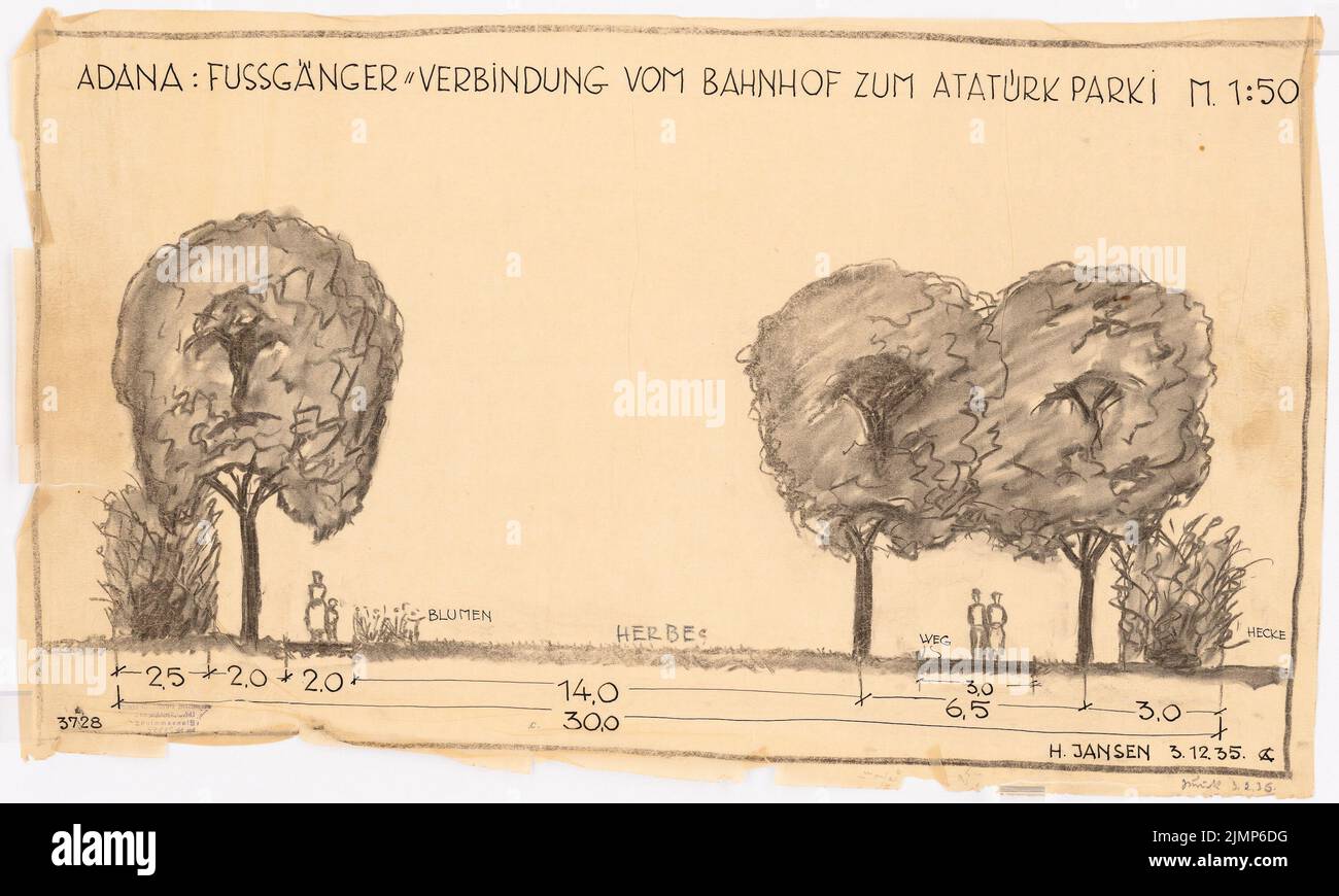 Jansen Hermann (1869-1945), urban planning in Adana. Grünweg from the ...