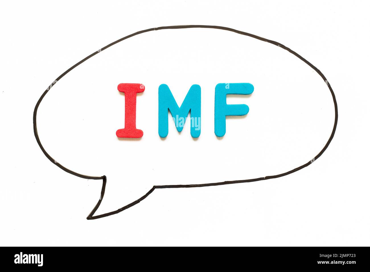 Alphabet letter with word IMF (abbreviation of International Monetary ...