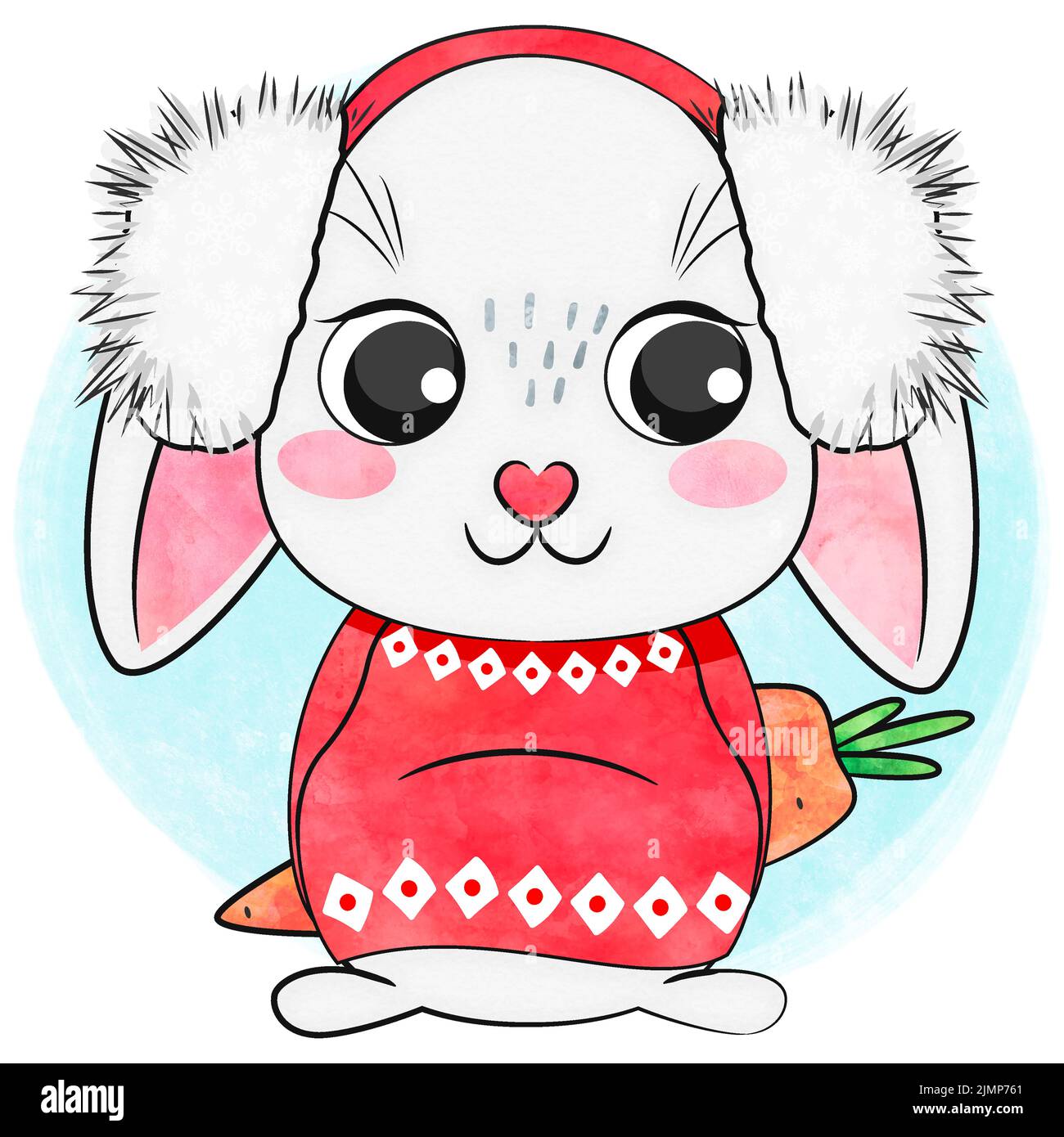 Cute cartoon Merry Christmas bunny. Stock illustration Stock Photo - Alamy