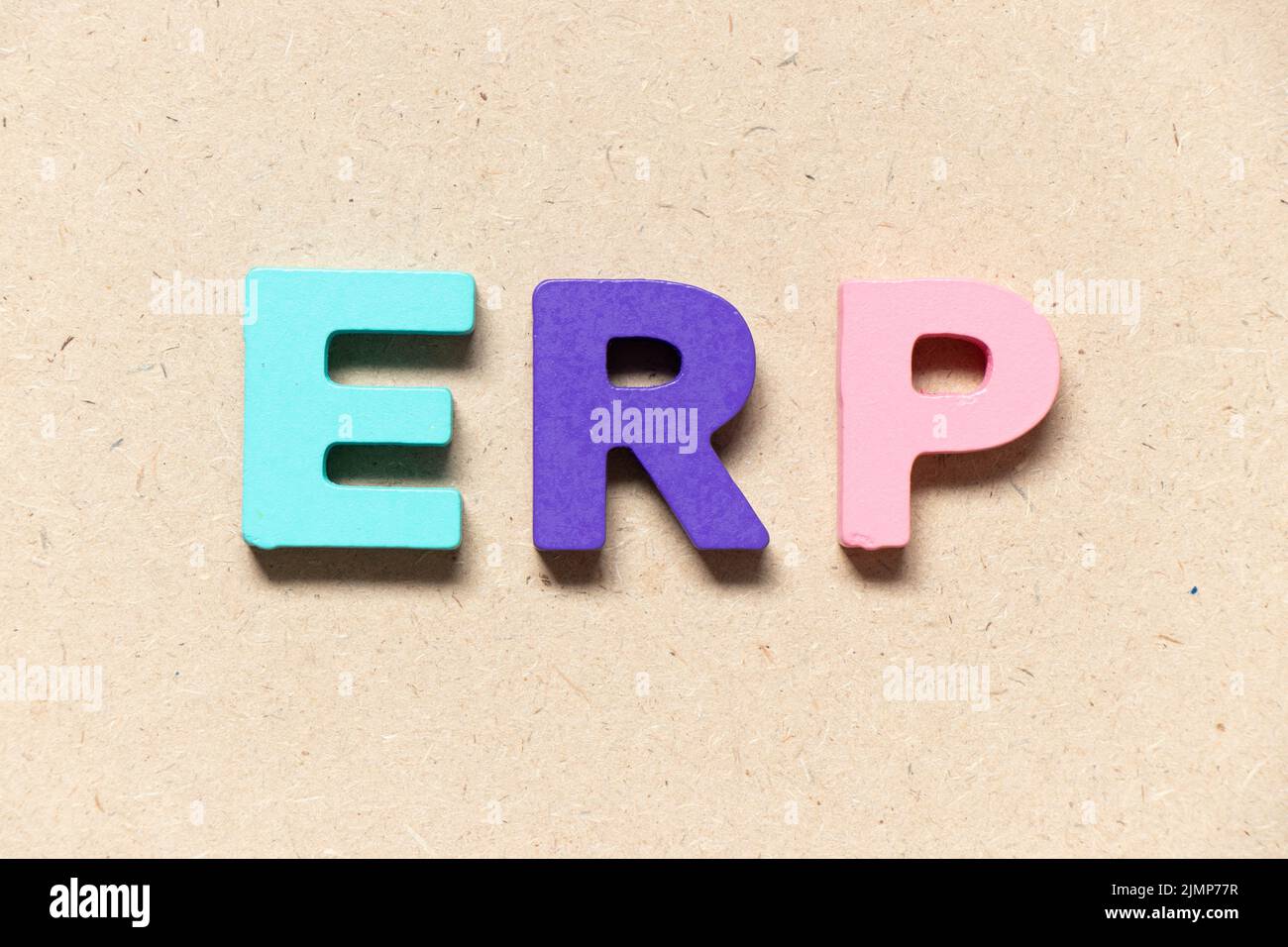 Color alphabet letter in word ERP (abbreviation of Enterprise Resource ...