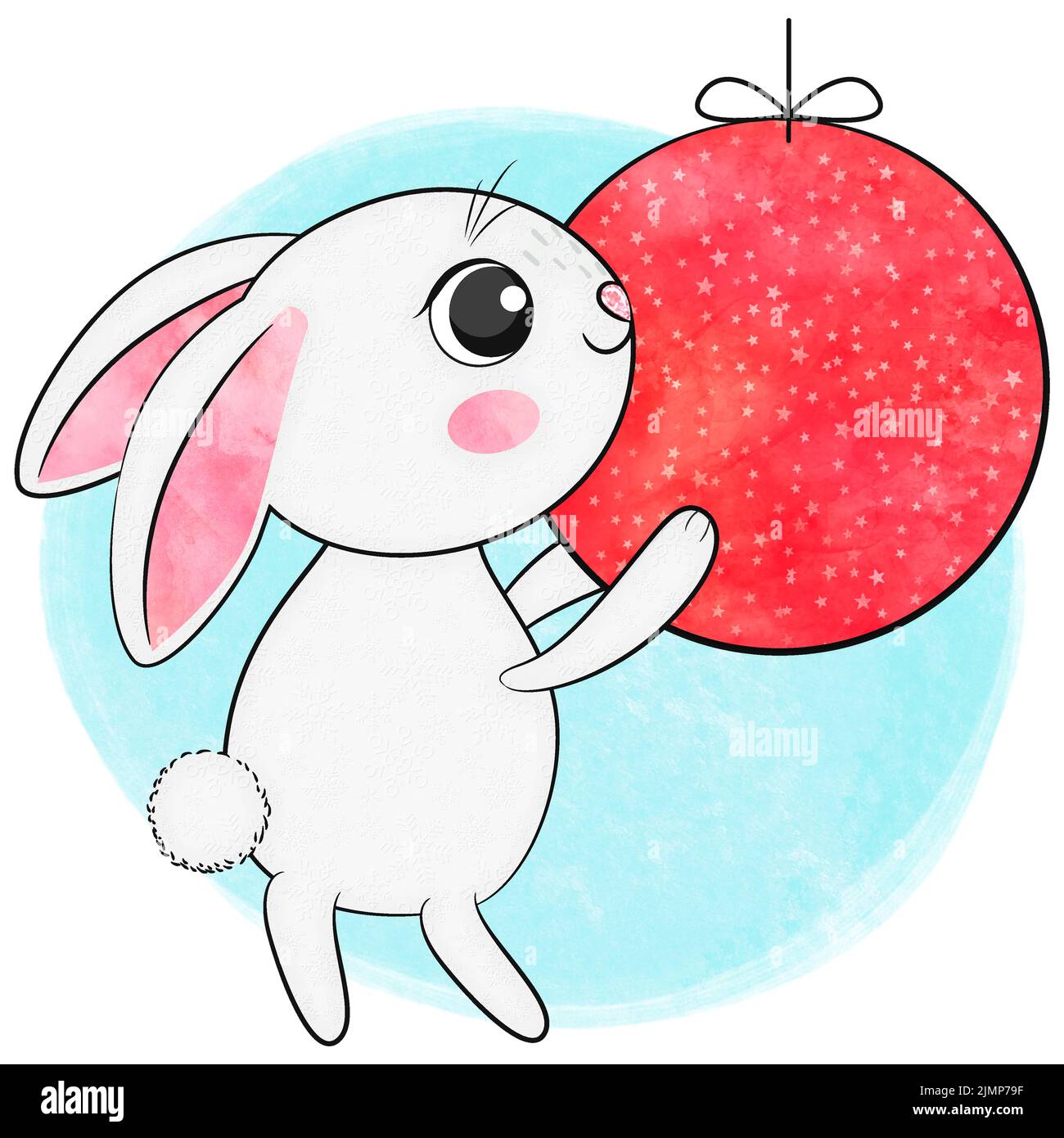 Cute cartoon Merry Christmas bunny. Stock illustration Stock Photo - Alamy