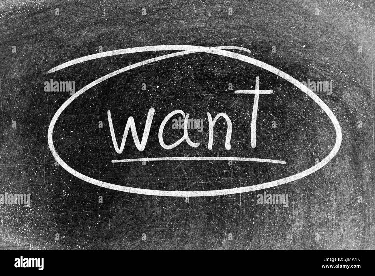 White chalk hand writing in word want on blackboard background Stock ...