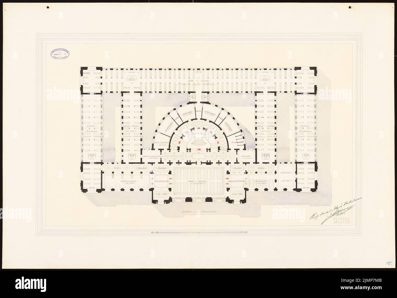 Hartel & Neckelmann, University Library in Leipzig (1885): Floor plan ...