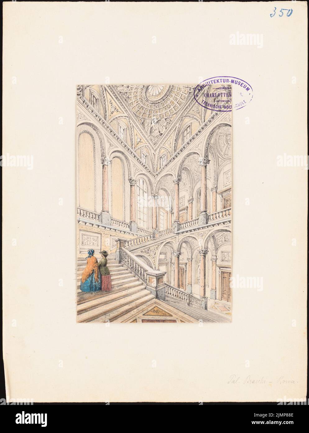 Nohl Maximilian (1830-1863), Palazzo Braschi, Rome. Stairwell (1858 ...