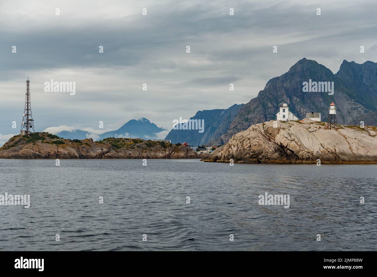 Norwegian seascape, rocky coast with dramatic skies, the sun breaks ...