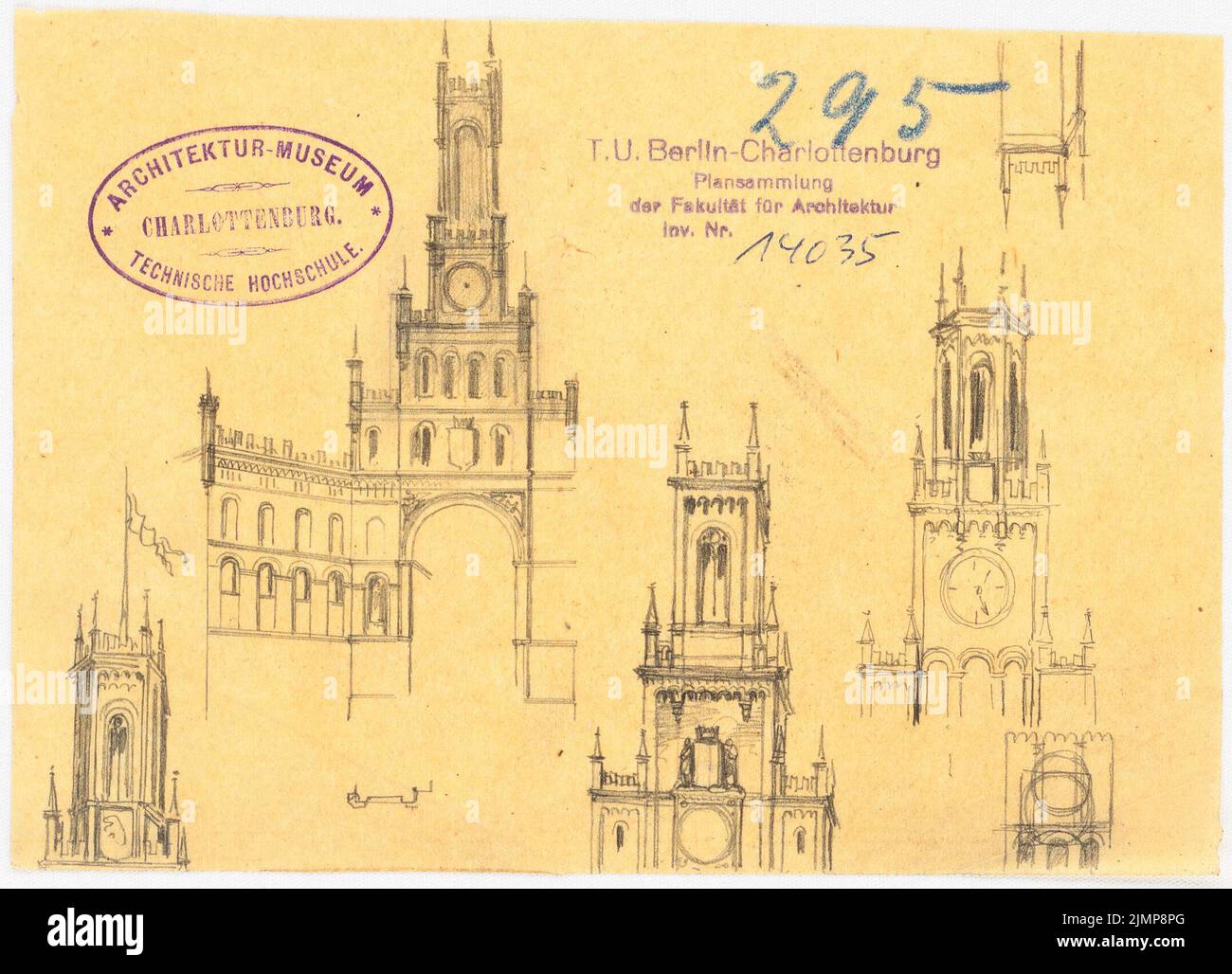 Nohl Maximilian (1830-1863), Berlin town hall (Red Rathaus). Project 3 ...
