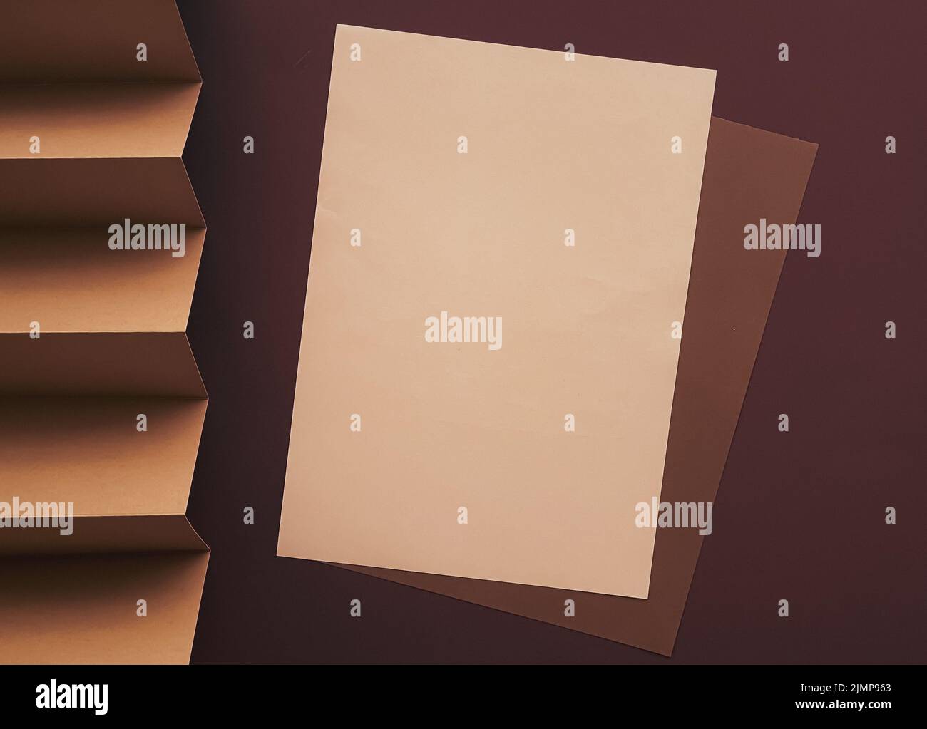 Beige and brown A4 papers as office stationery flatlay, luxury branding ...