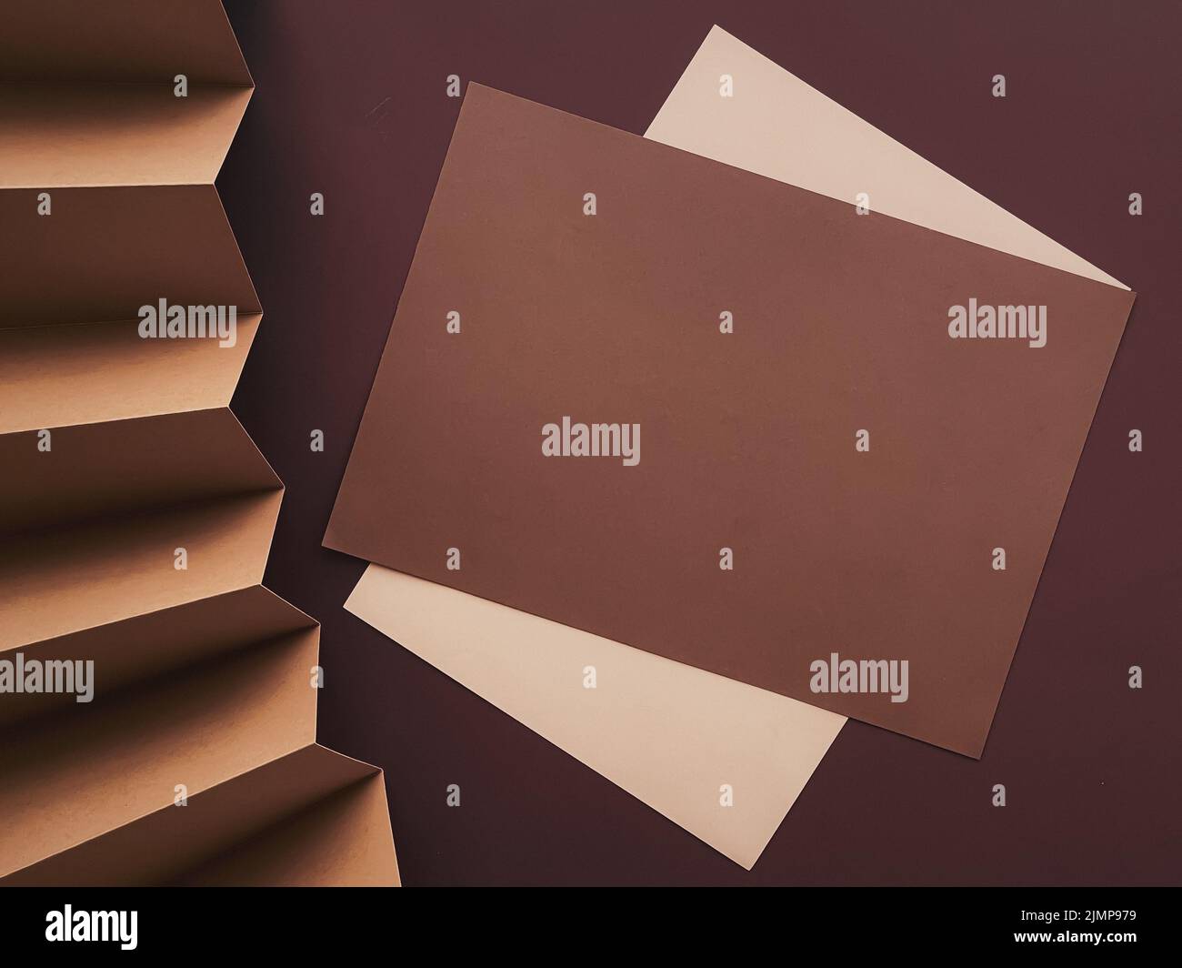 Beige and brown A4 papers as office stationery flatlay, luxury branding ...