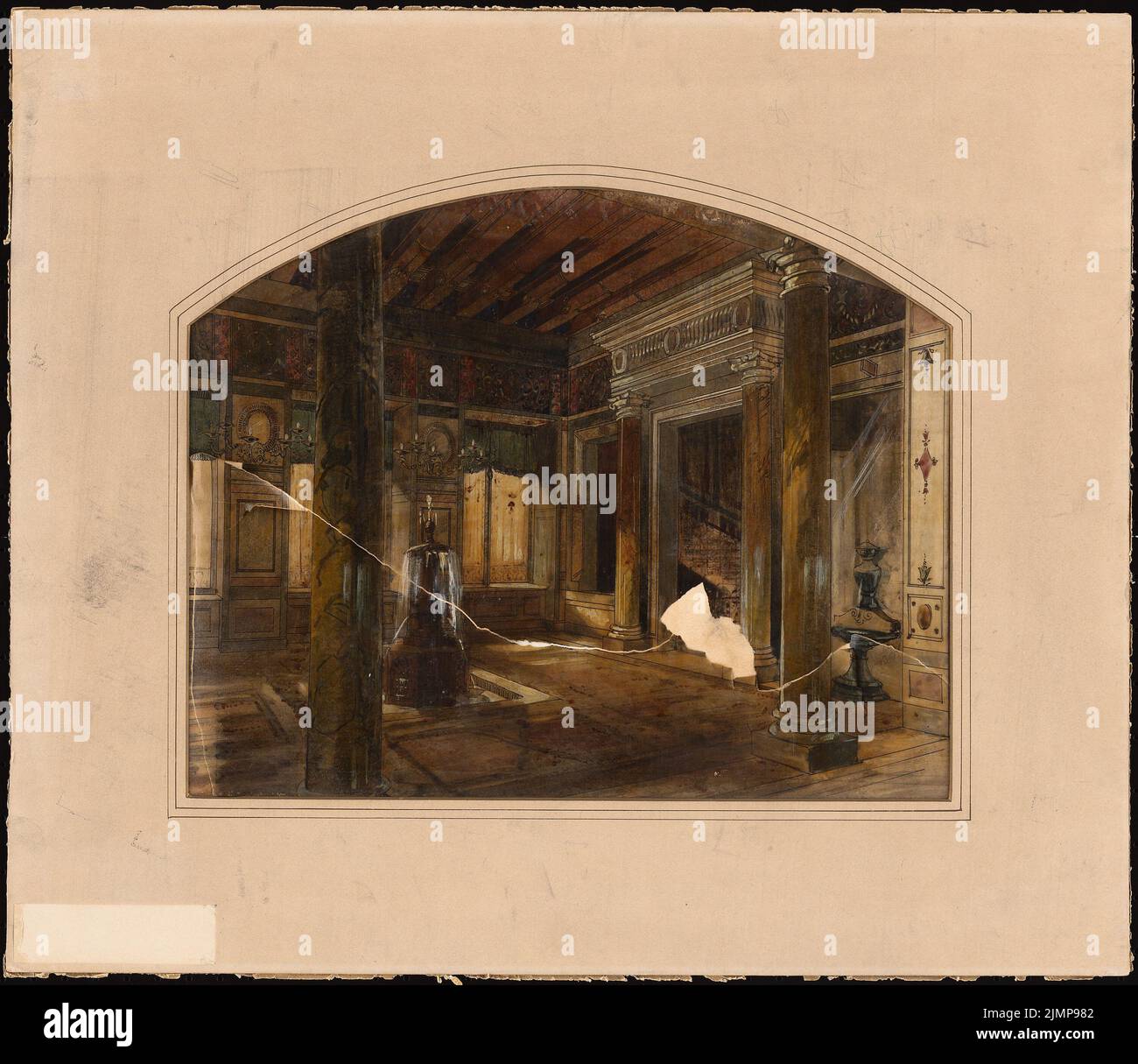 Gnauth Adolf (1840-1889), porch with fountain (without a year ...