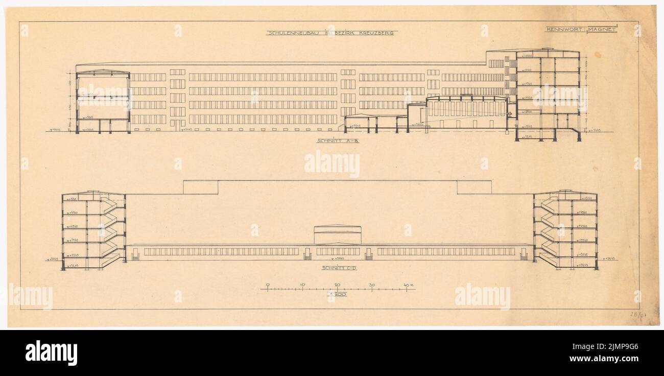 Poelzig Hans (1869-1936), vocational schools on the Urban, Berlin ...