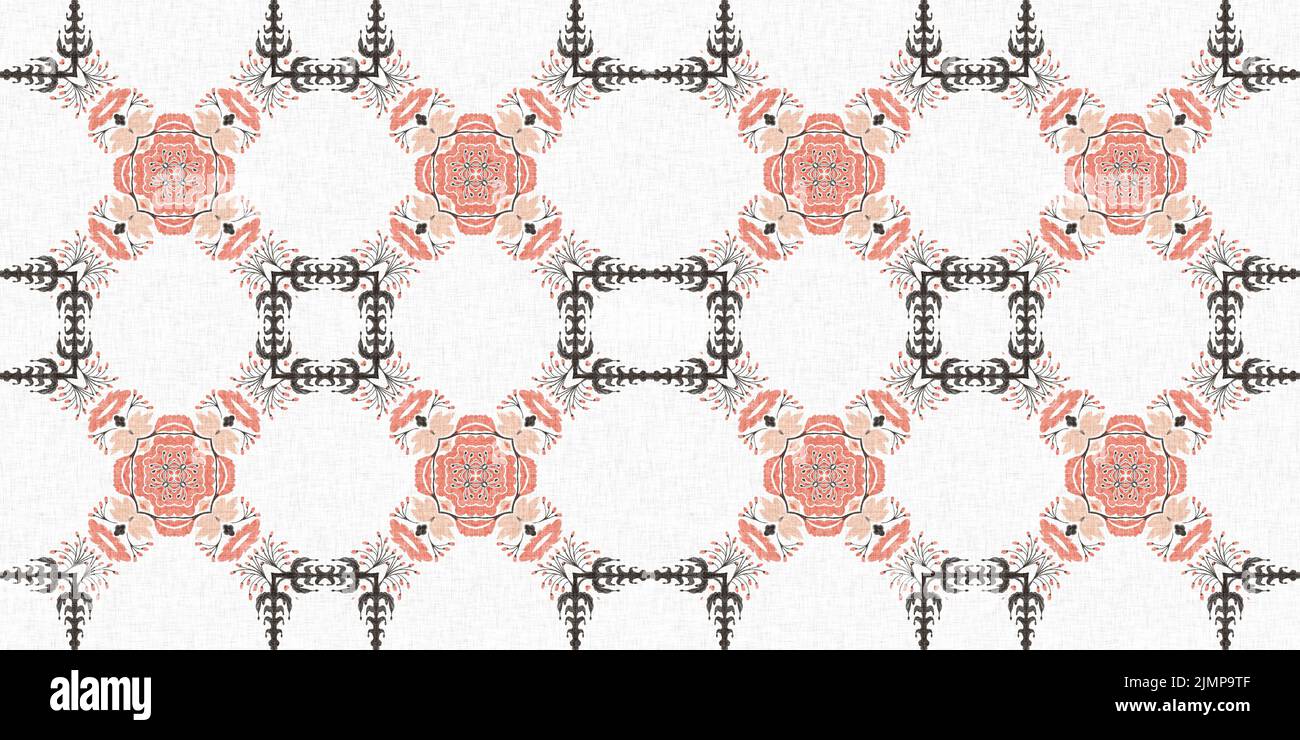 Modern boho geometric floral quilt style seamless border pattern ...