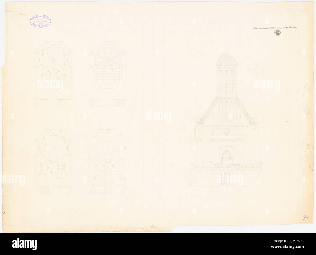 Bull gustav (1807-1880), chapel (without dat.): Front view, 4 floor ...