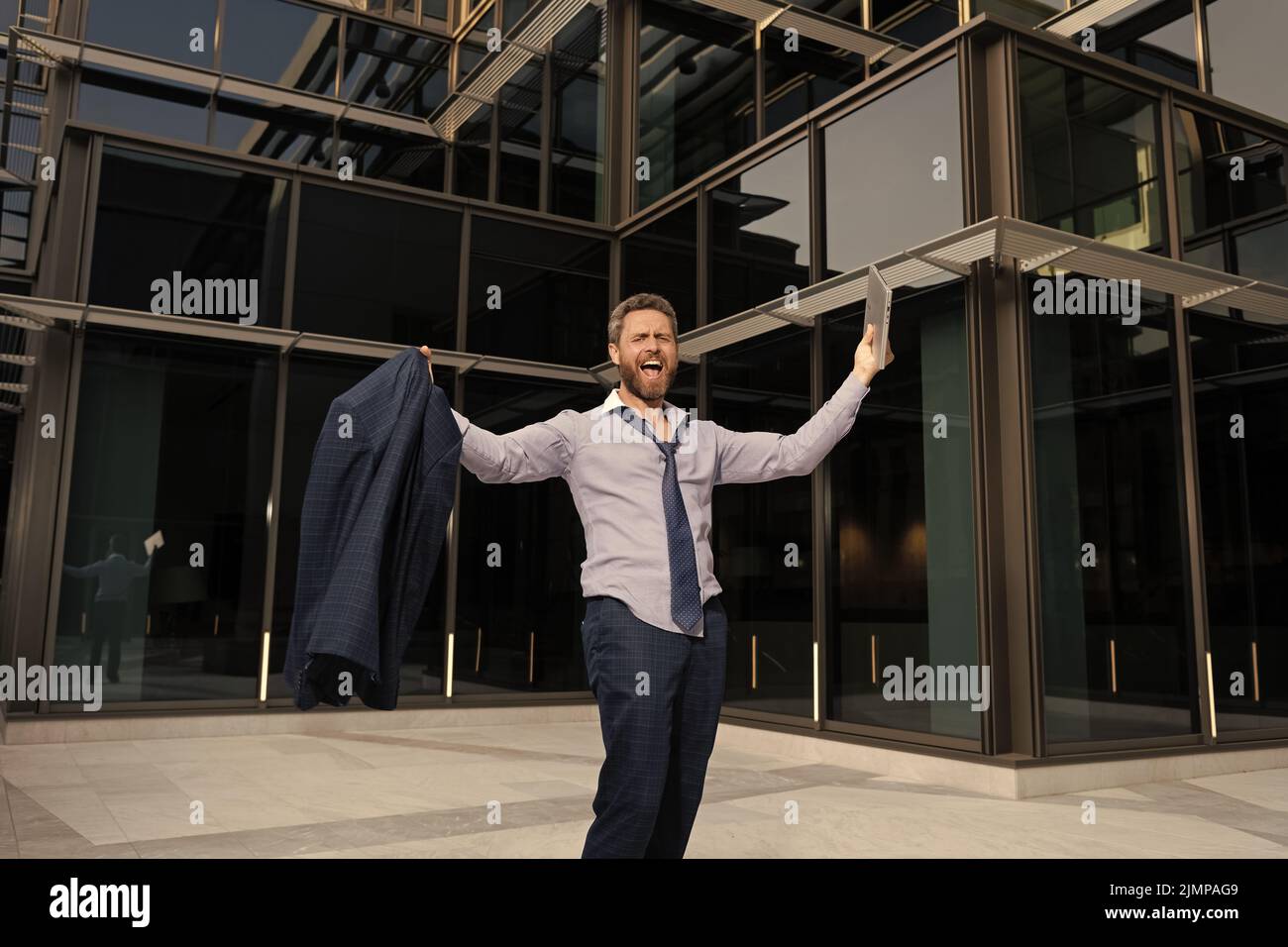 business excitement. man expressing positivity. professional bearded ...