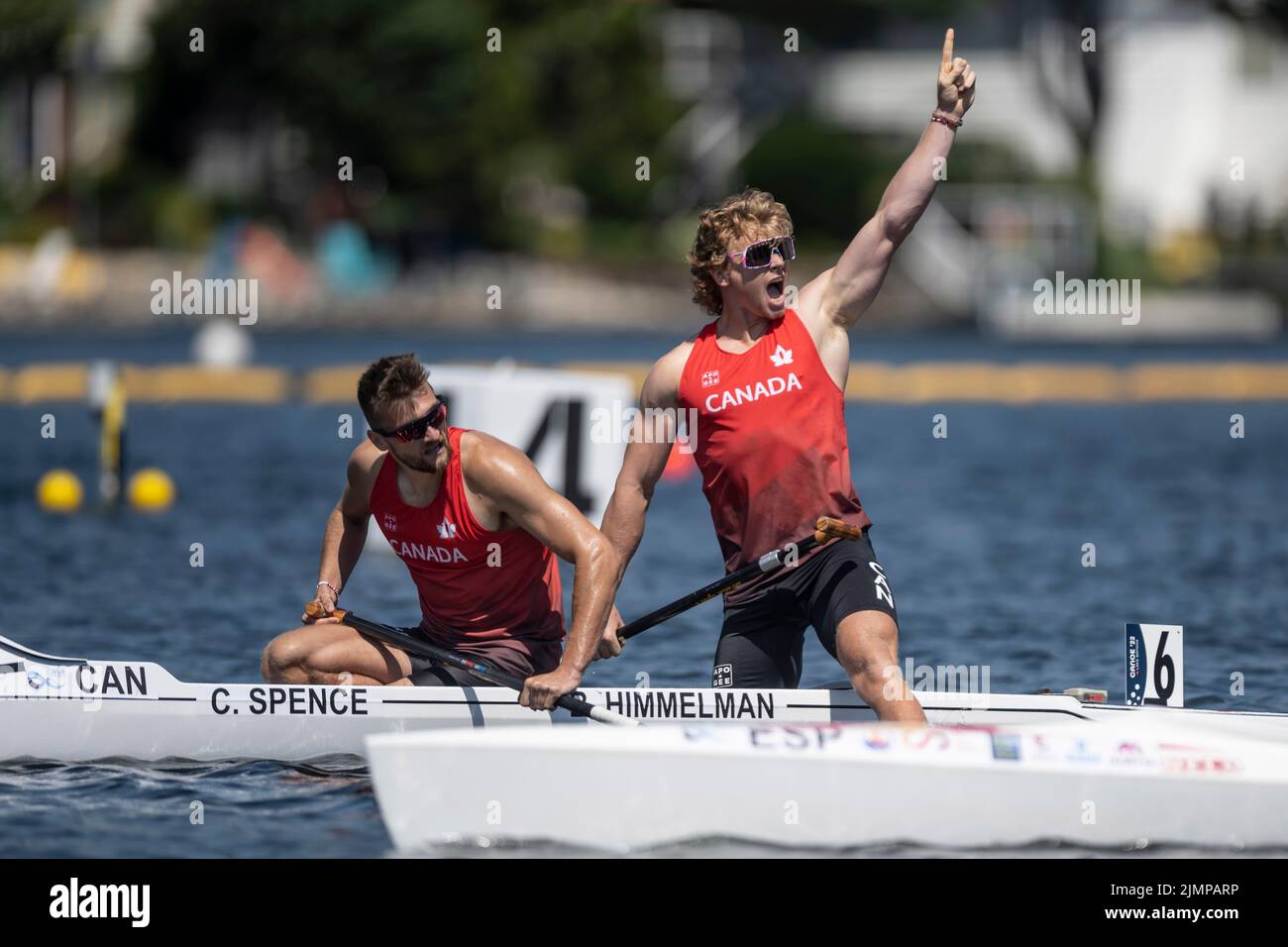 Craig Spence, left, and teammate Bret Himmelman, of Canada, react after ...