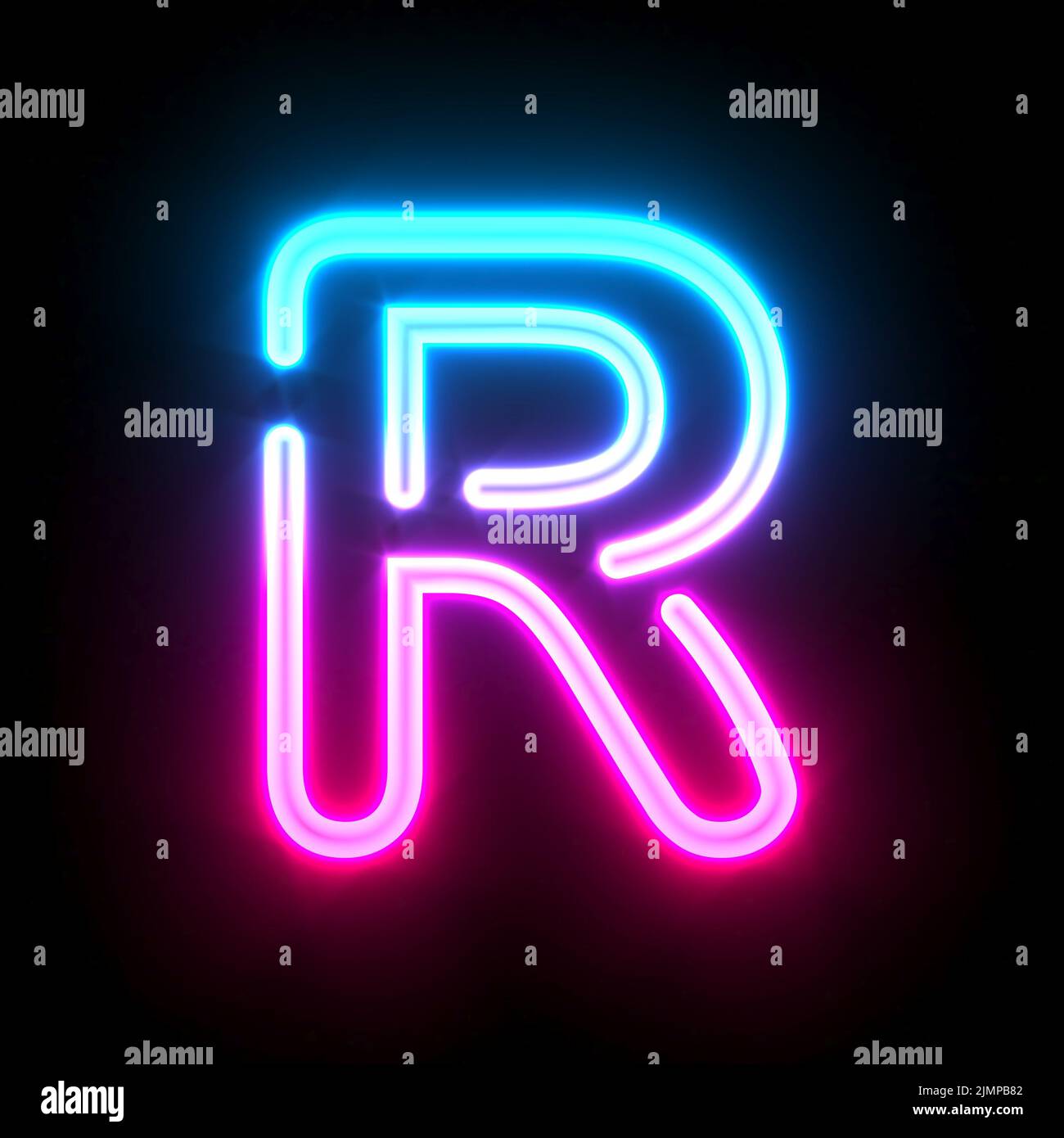 Blue pink glowing neon tube font Letter R 3D Stock Photo - Alamy