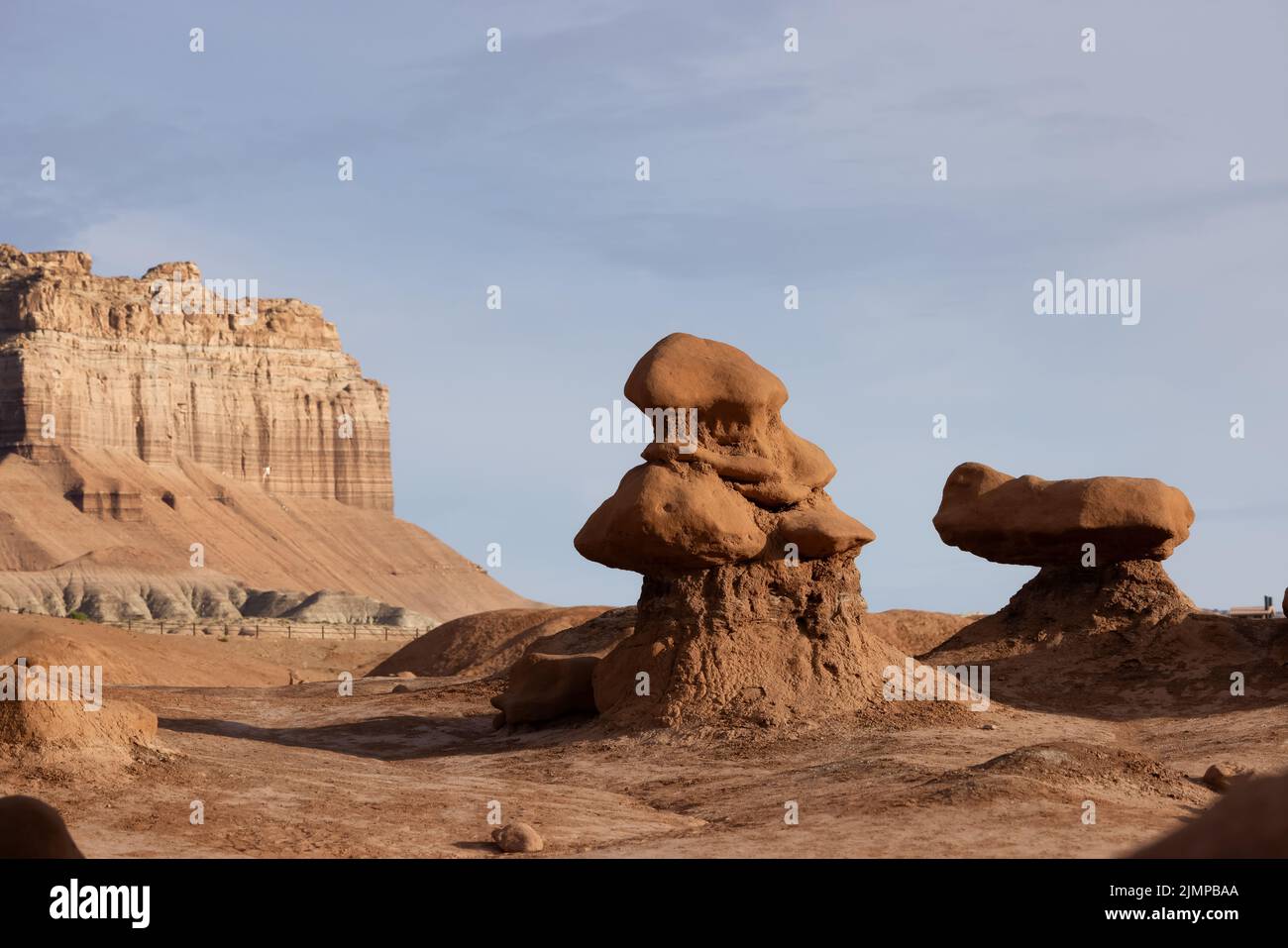 Red Rock Formations and Hoodoos in the Desert at Sunrise Stock Photo ...