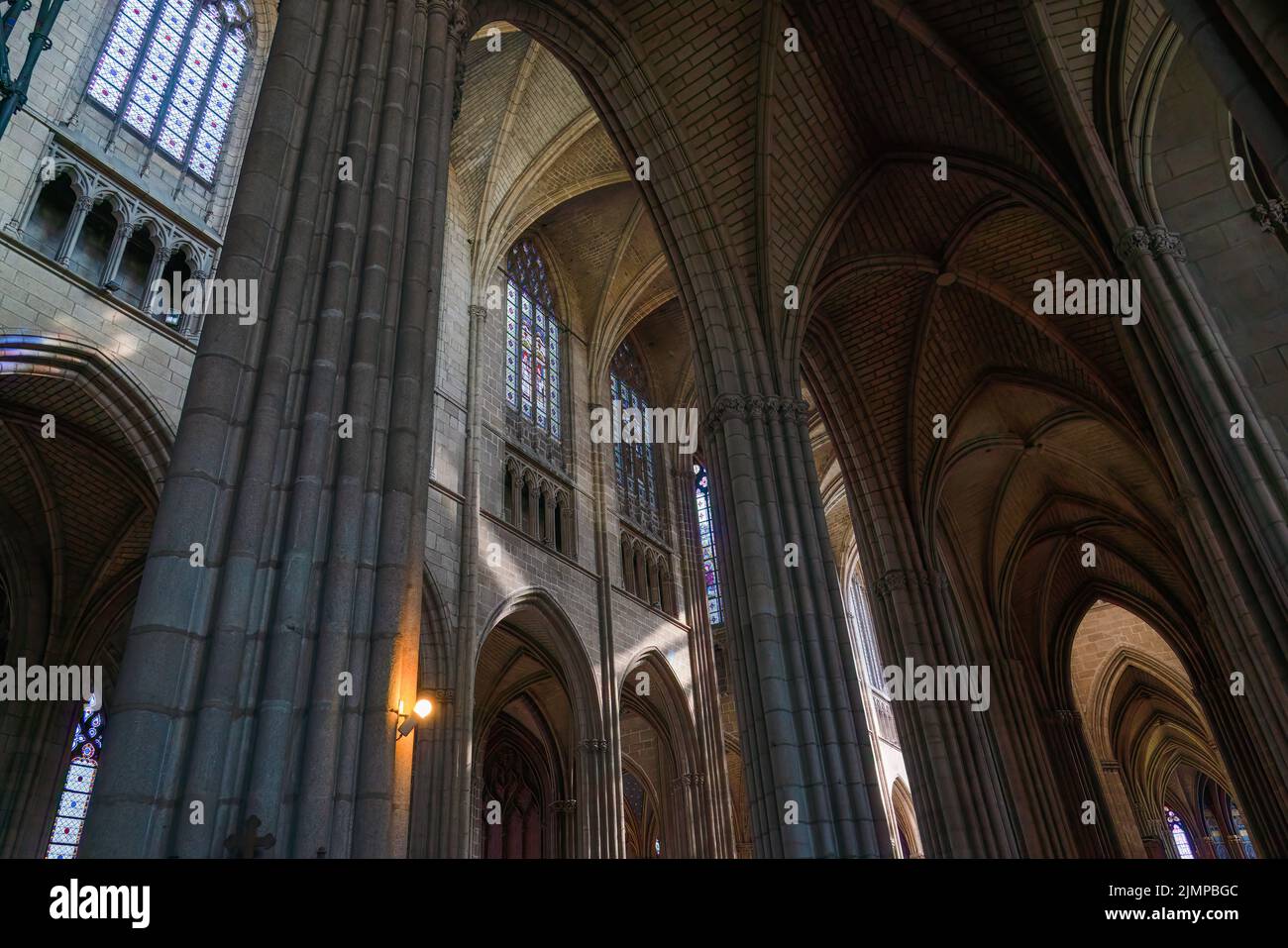 architecture of a large gothic style cathedral; Cathédrale Saint ...