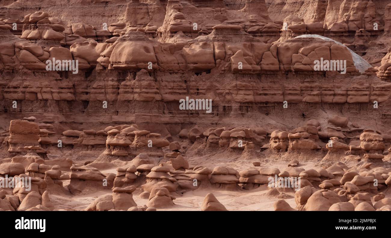 Red Rock Formations and Hoodoos in the Desert at Sunrise Stock Photo ...
