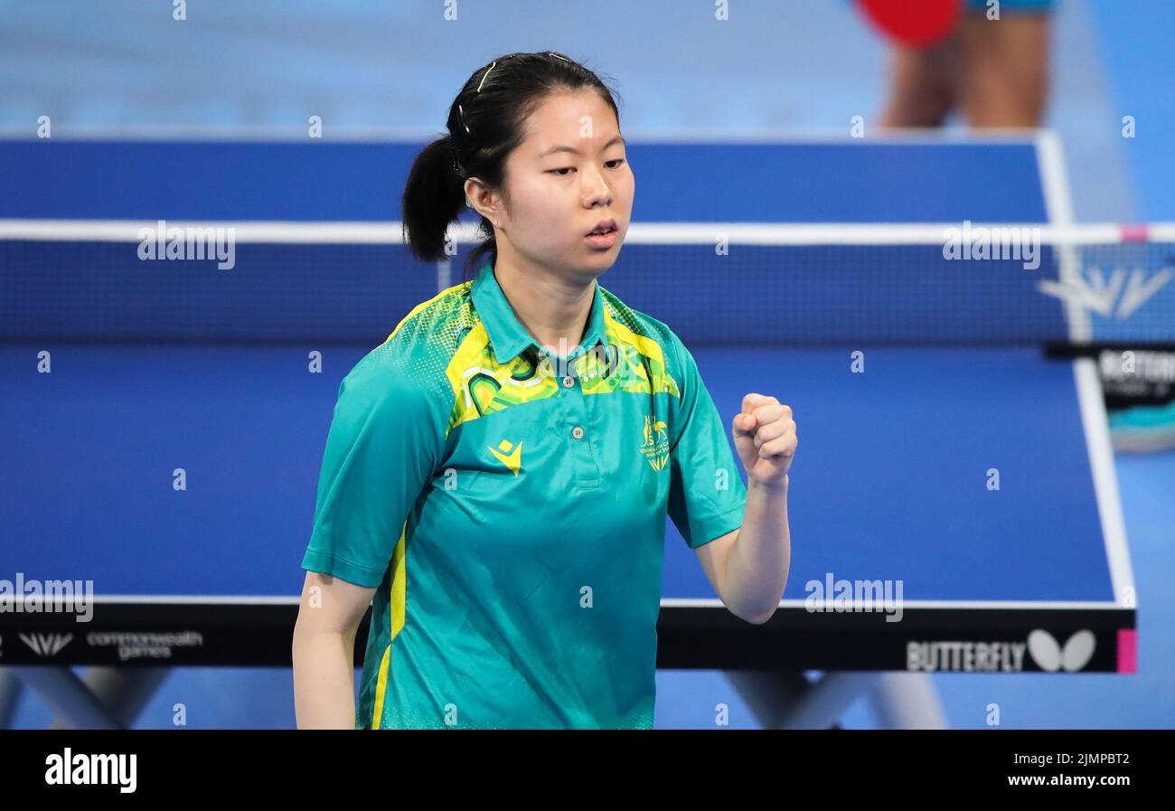 Australia’s Yangzi Liu reacts during their Table Tennis Women's Singles ...