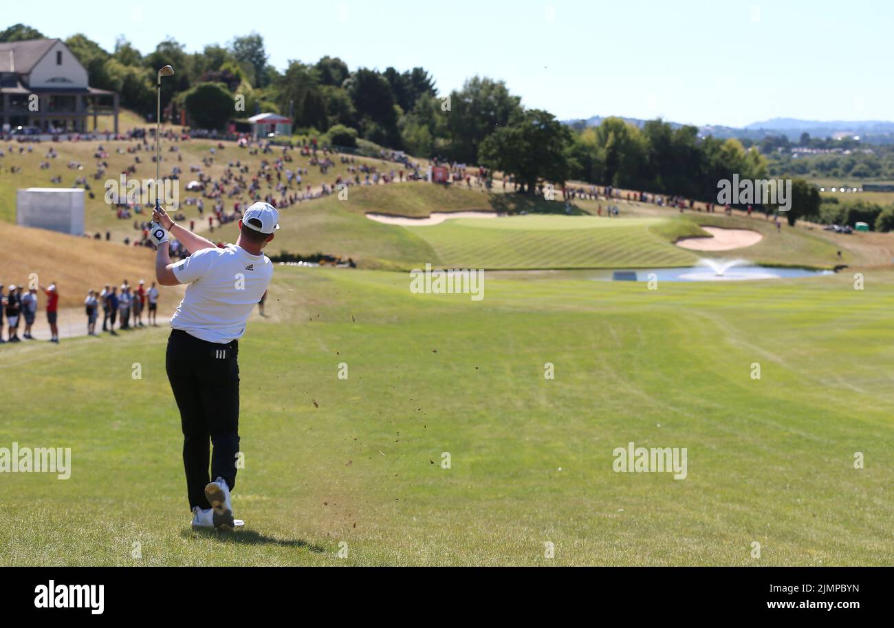 Scotland’s Connor Syme plays a shot into the 18th green during day four ...