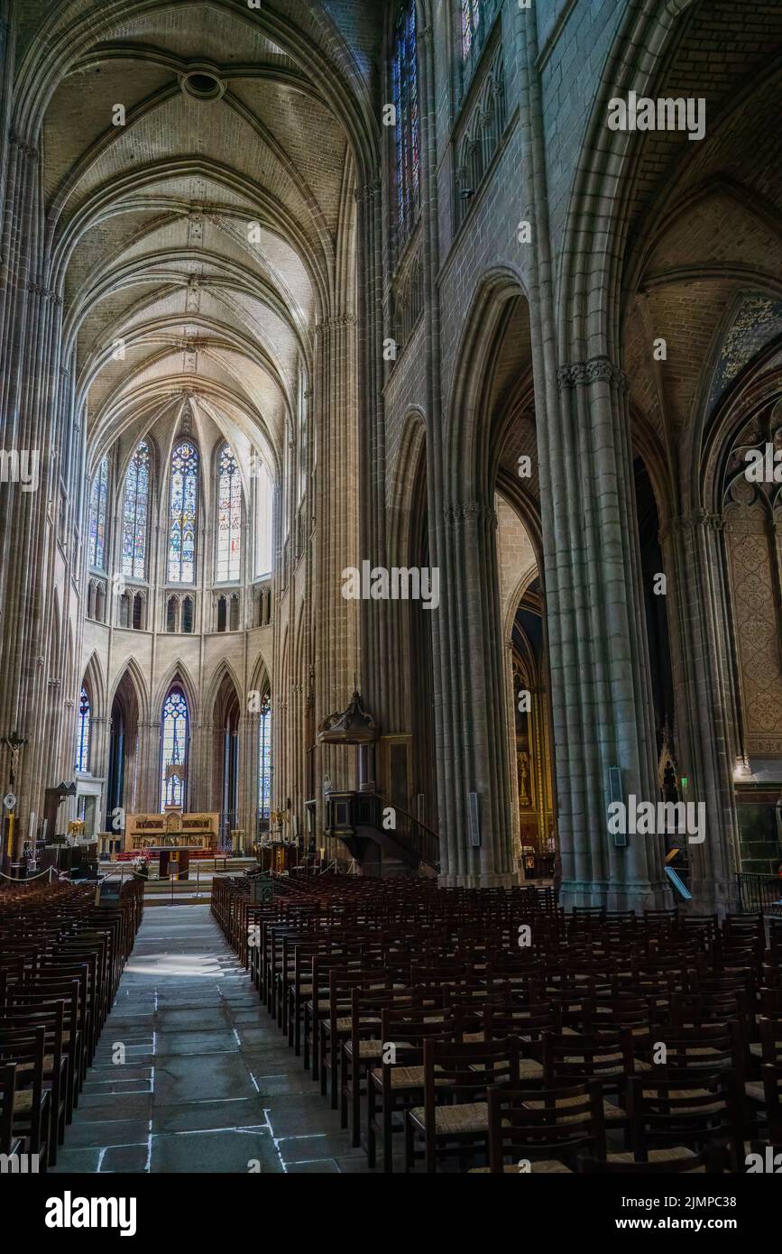 architecture of a large gothic style cathedral; Cathédrale Saint ...