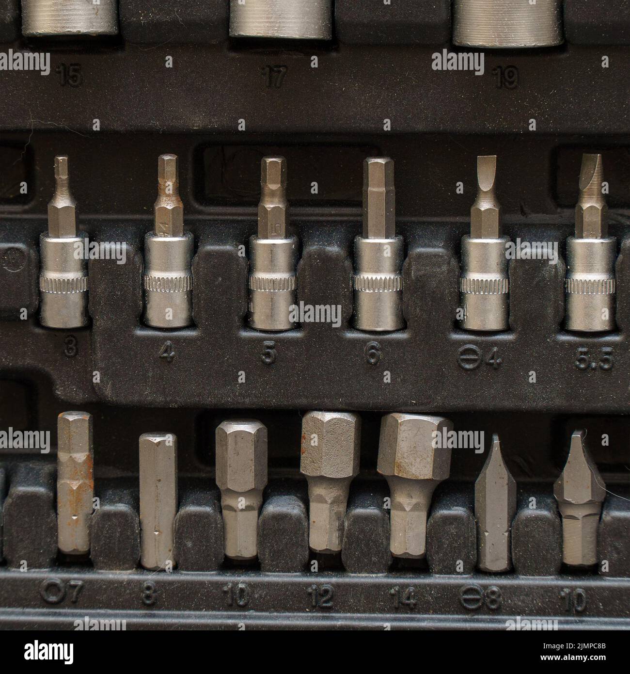 A set of torx tools, socket wrenches, screwdrivers and other tools. A ...