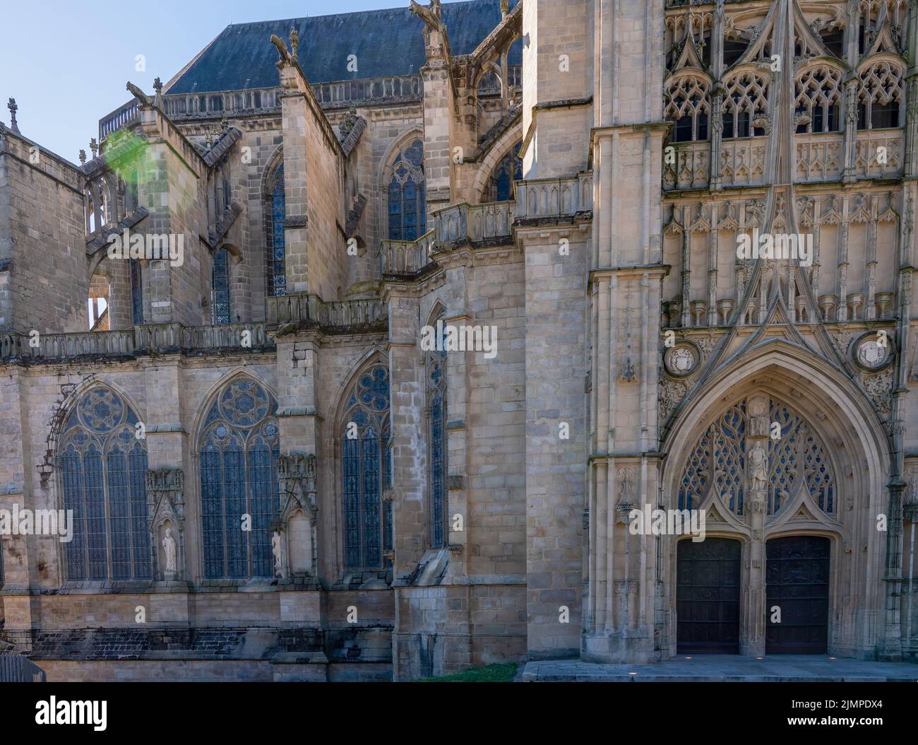 architecture of a large gothic style cathedral; Cathédrale Saint ...
