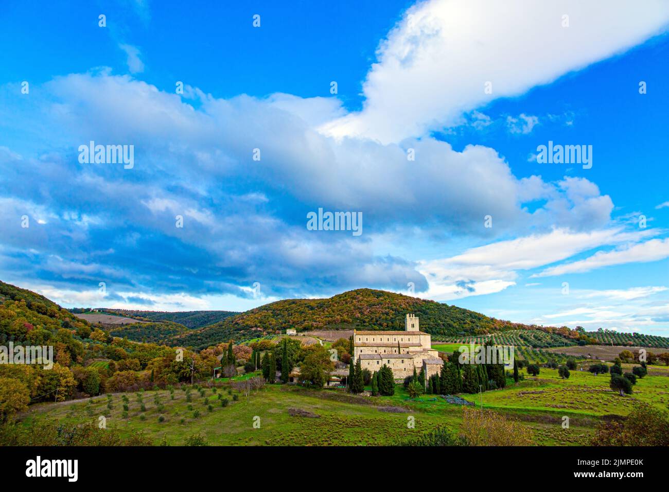 Charming abbey of Sant Antimo Stock Photo - Alamy