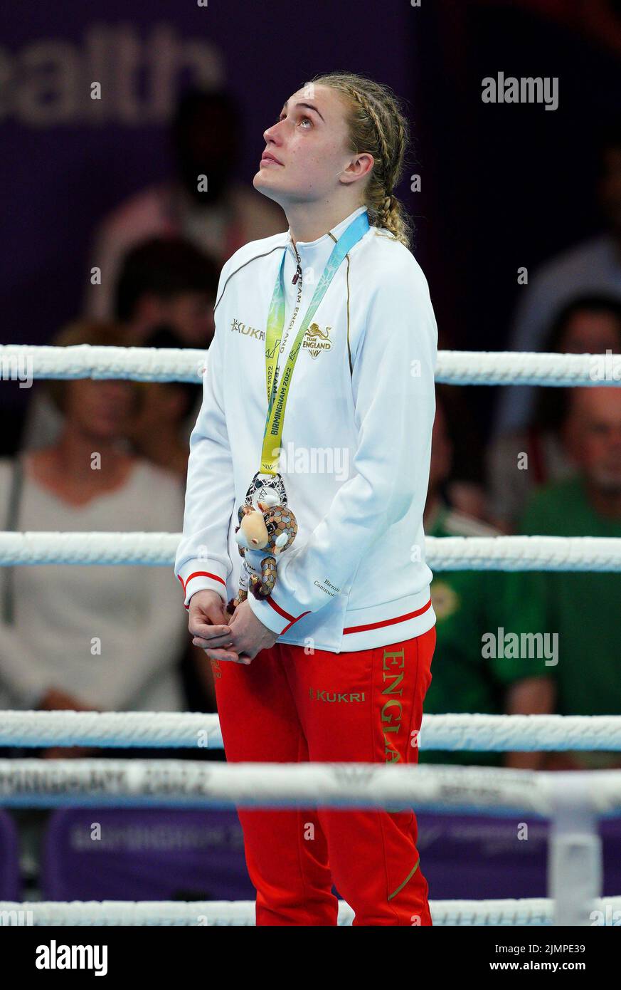 England's Gemma Paige Richardson reacts after winning silver in the ...