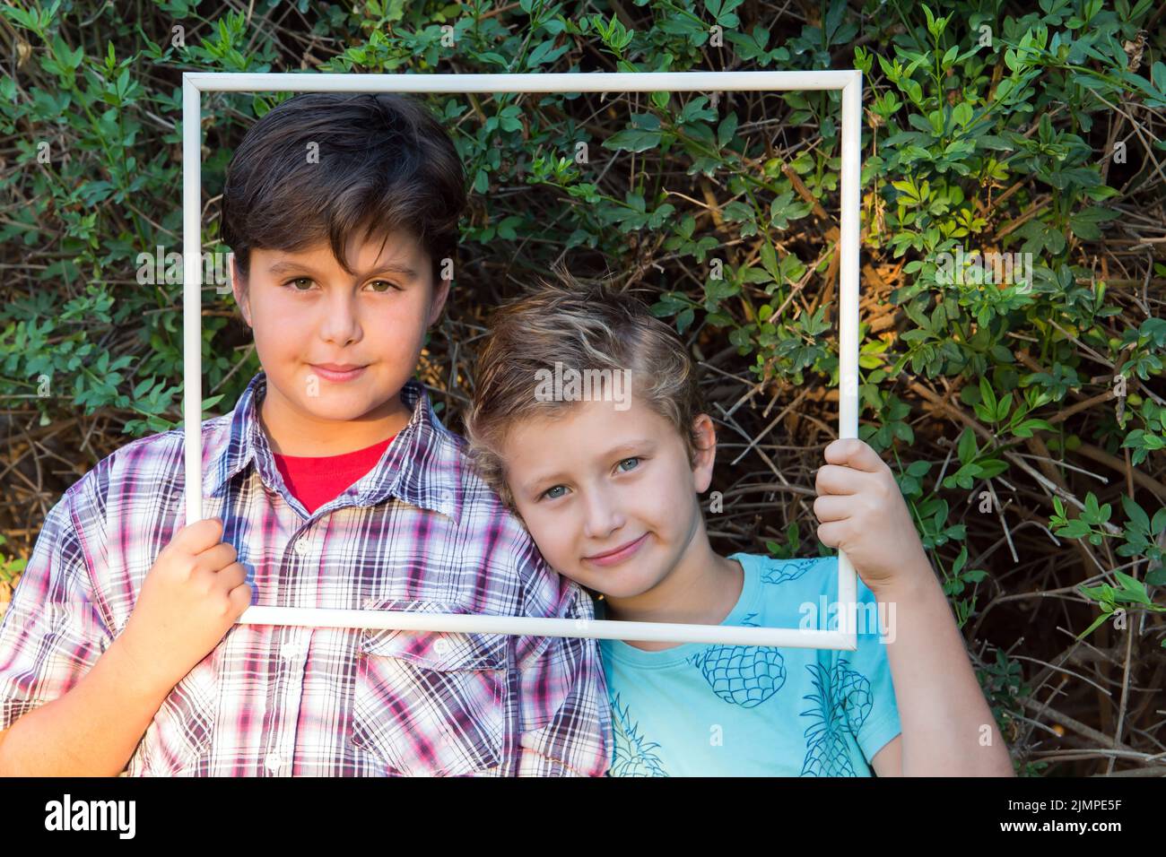 Two cute boys - brothers Stock Photo - Alamy