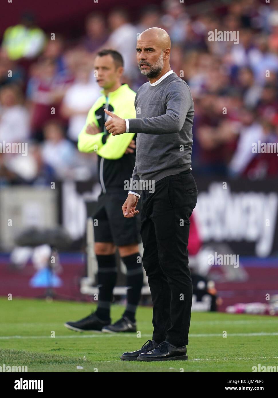 Manchester City manager Pep Guardiola on the touchline during the ...