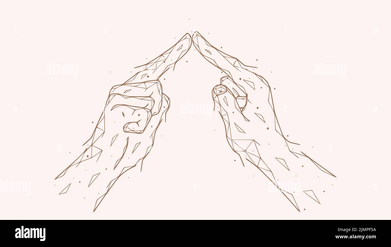 Polygonal vector illustration of touching fingers. The concept of ...