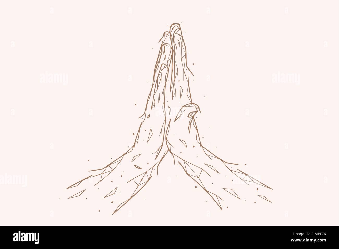 Polygonal vector illustration of touching palms of hands. The concept ...