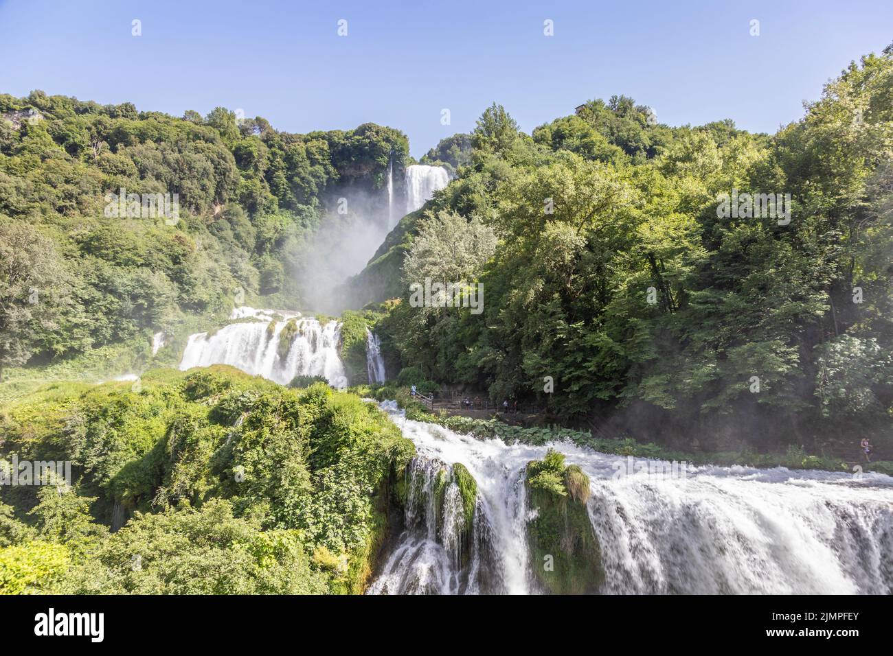 Marmore waterfall in Umbria region, Italy. Amazing cascade splashing ...
