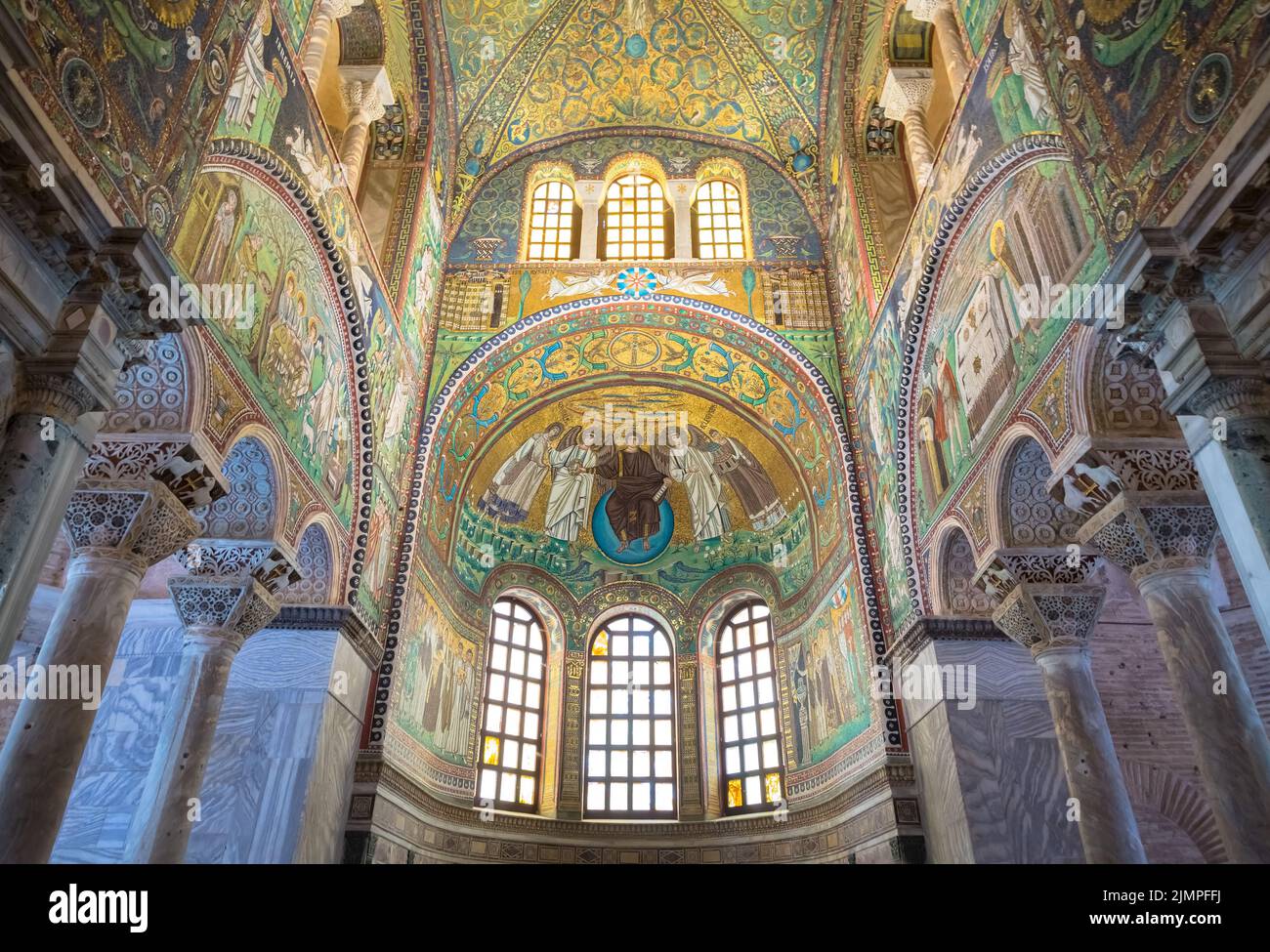 Historic byzantine mosaic in Saint Vitale Basilica, Ravenna, Italy ...