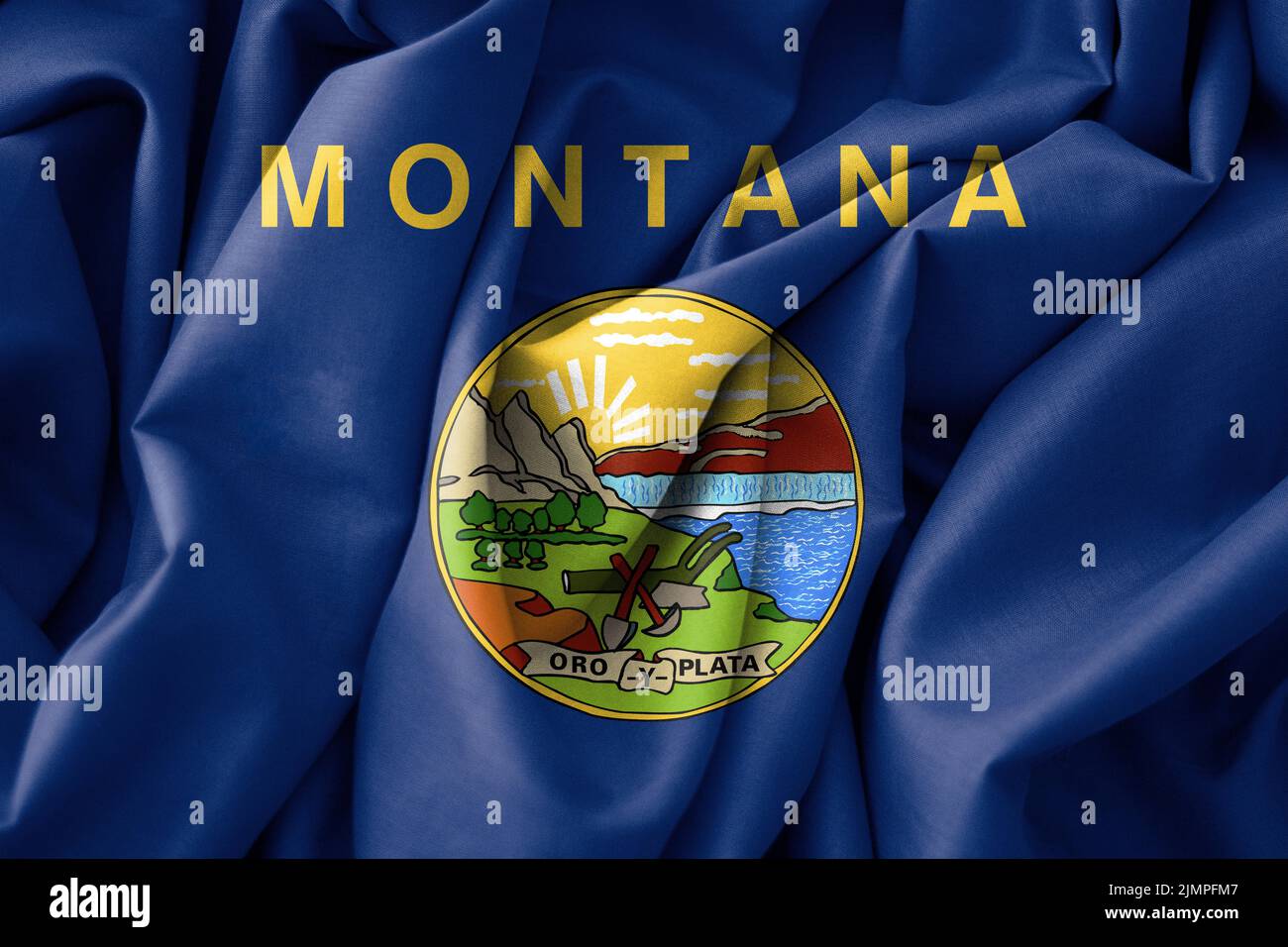 Montana Flag, USA State Flag Montana, fabric flag Montana, 3D work and ...
