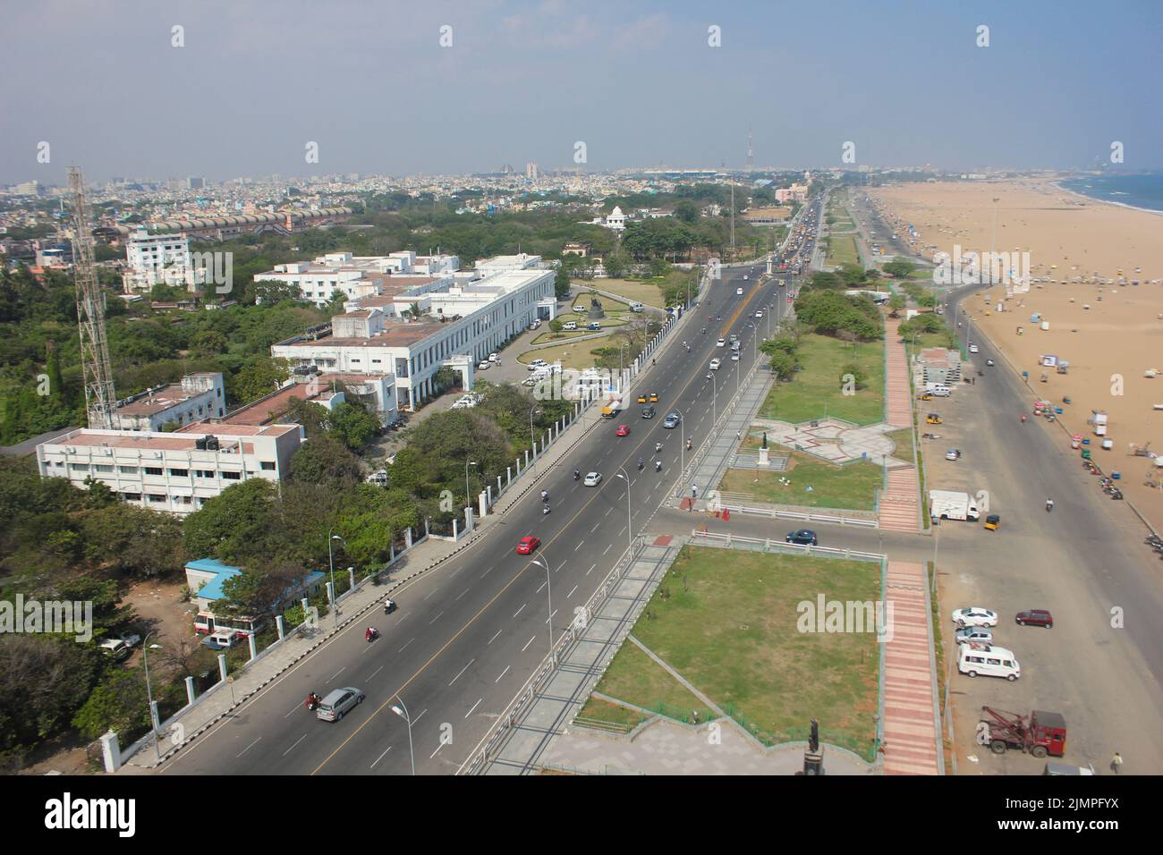 Aerial view chennai marina beach hi-res stock photography and images ...