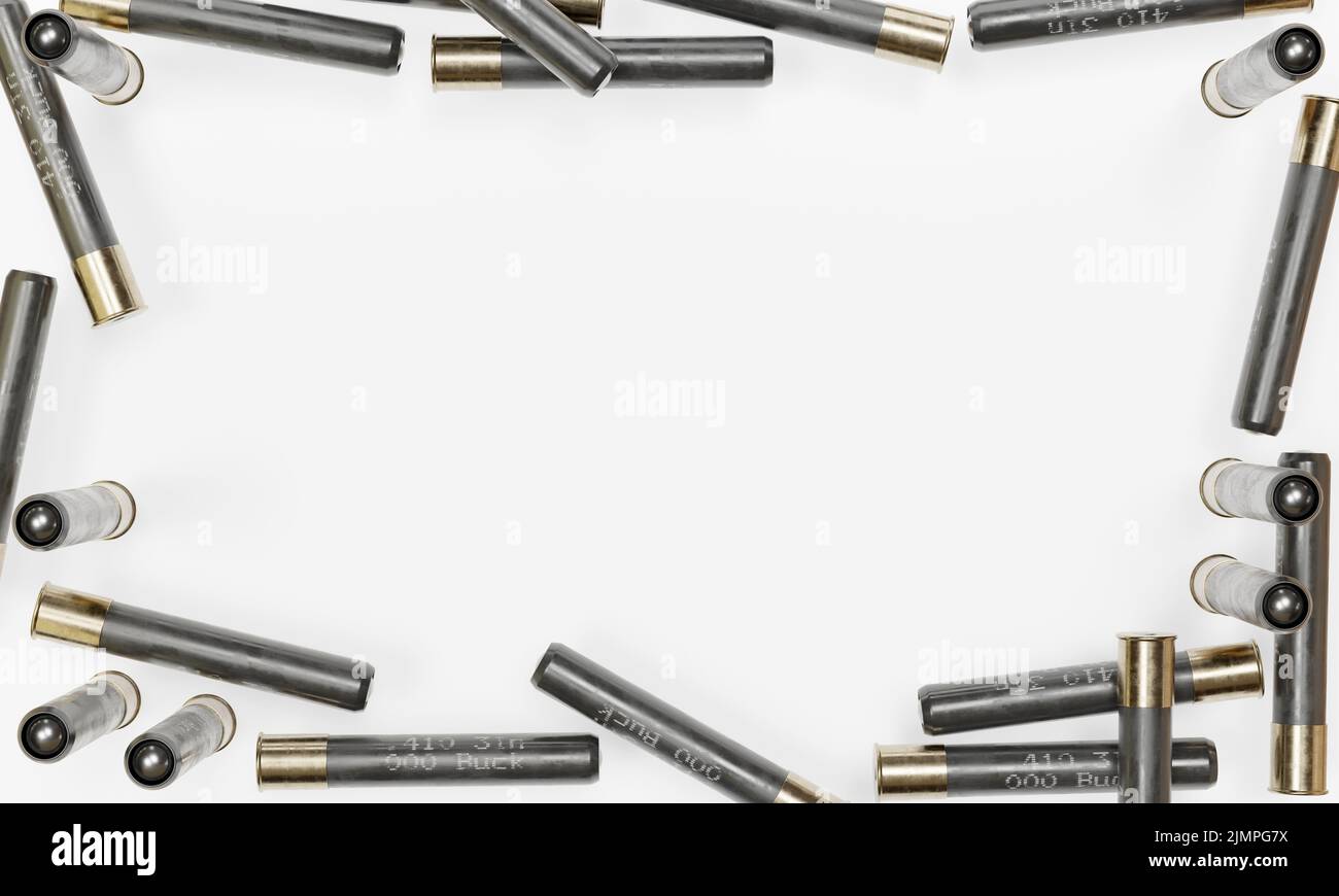 3d render illustration of a shotgun ammunition on white background ...