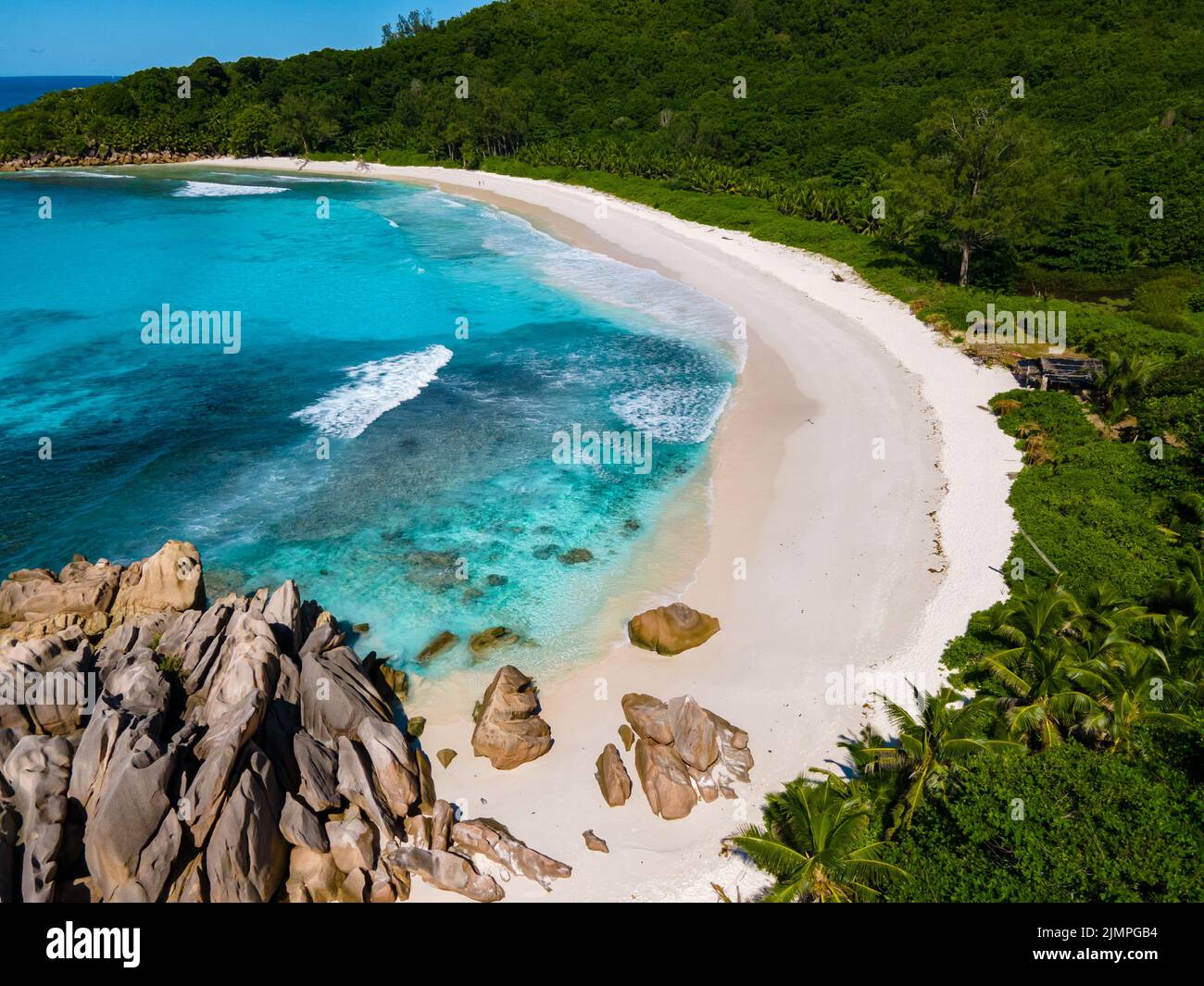 Anse Cocos Beach, La Digue Island, Seychelles, Tropical white beach ...