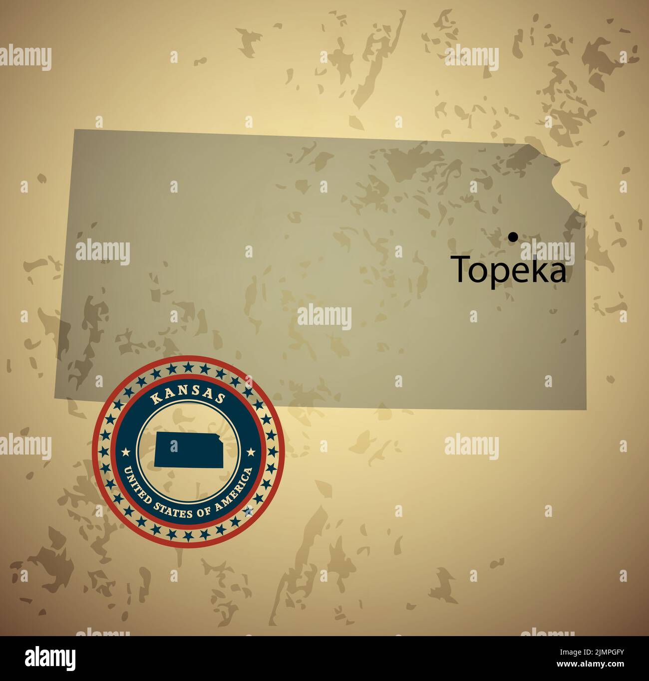 Kansas map with stamp vintage vector background Stock Photo - Alamy