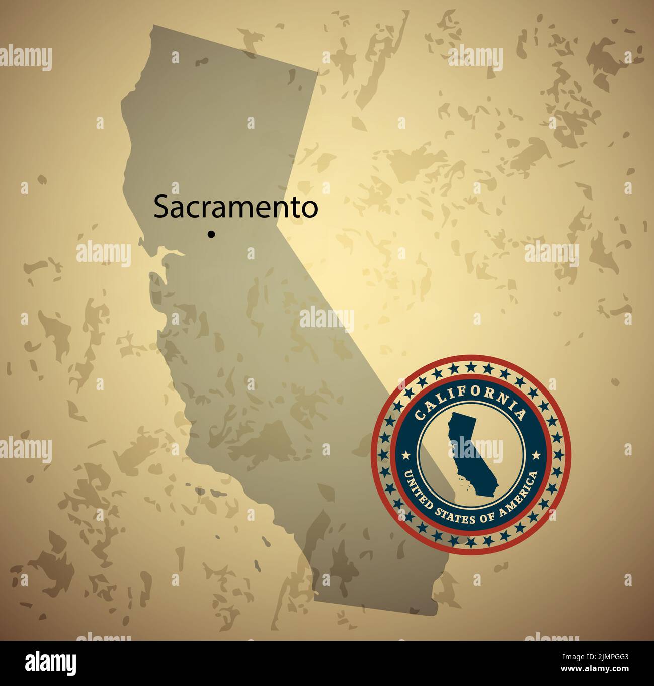 California map with stamp vintage vector background Stock Photo - Alamy
