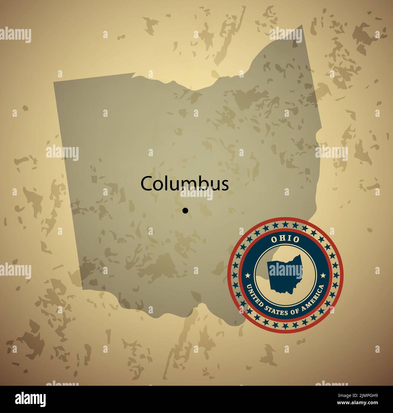 Ohio map with stamp vintage vector background Stock Photo - Alamy