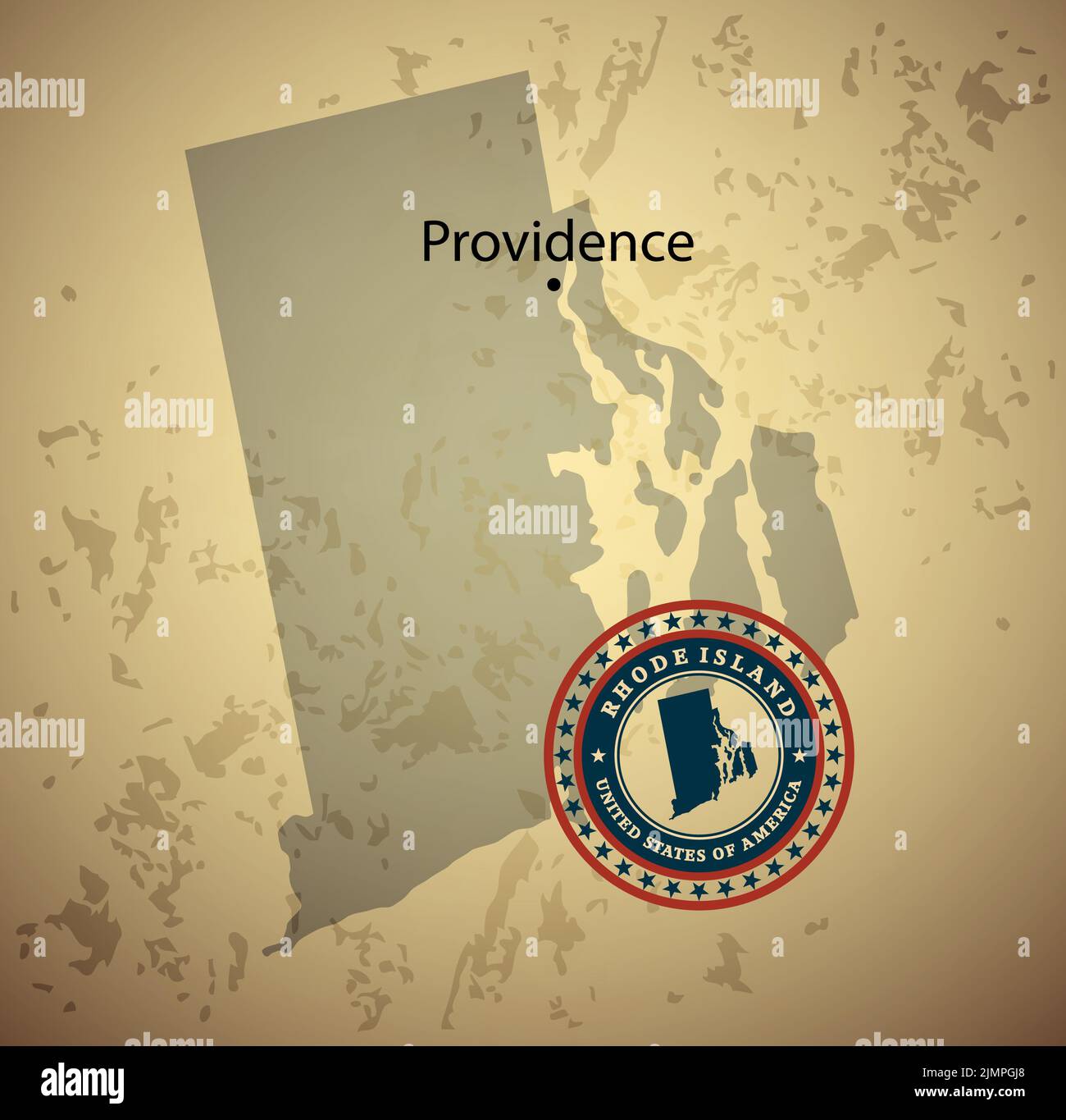 Rhode Island map with stamp vintage vector background Stock Photo - Alamy