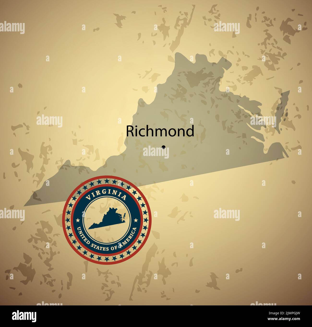 Virginia map with stamp vintage vector background Stock Photo - Alamy