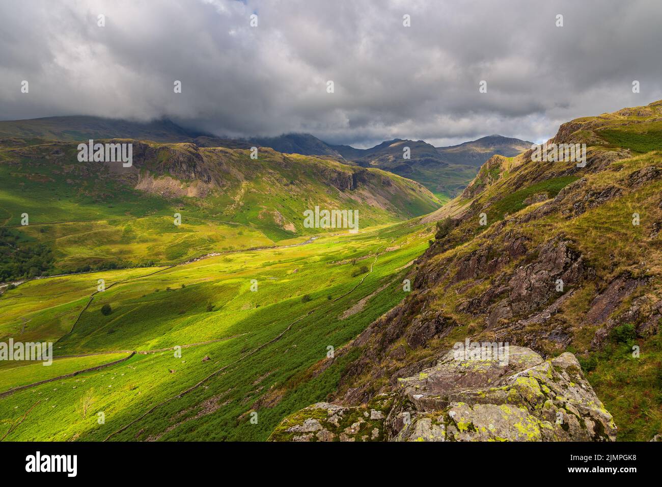 View of the Hardknott Pass, hill pass between Eskdale and the Duddon ...