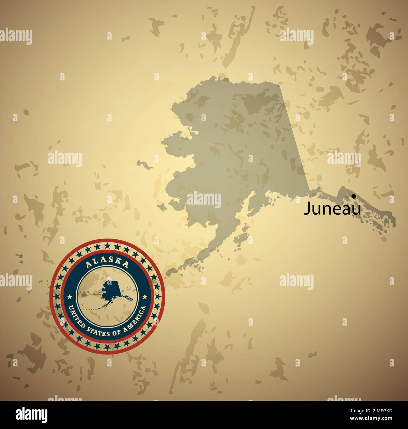 Alaska map with stamp vintage vector background Stock Photo - Alamy