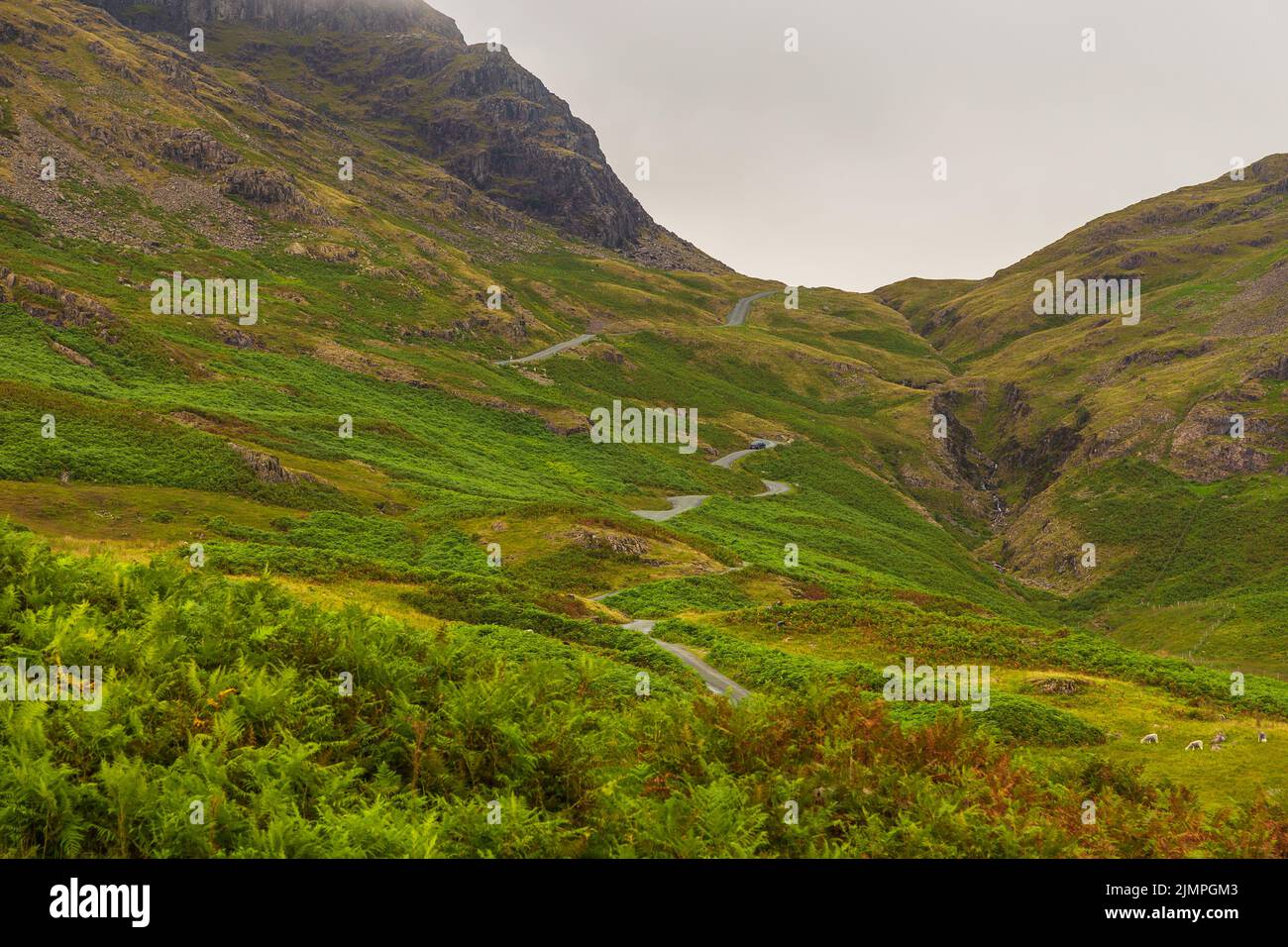 View of the Hardknott Pass, hill pass between Eskdale and the Duddon ...